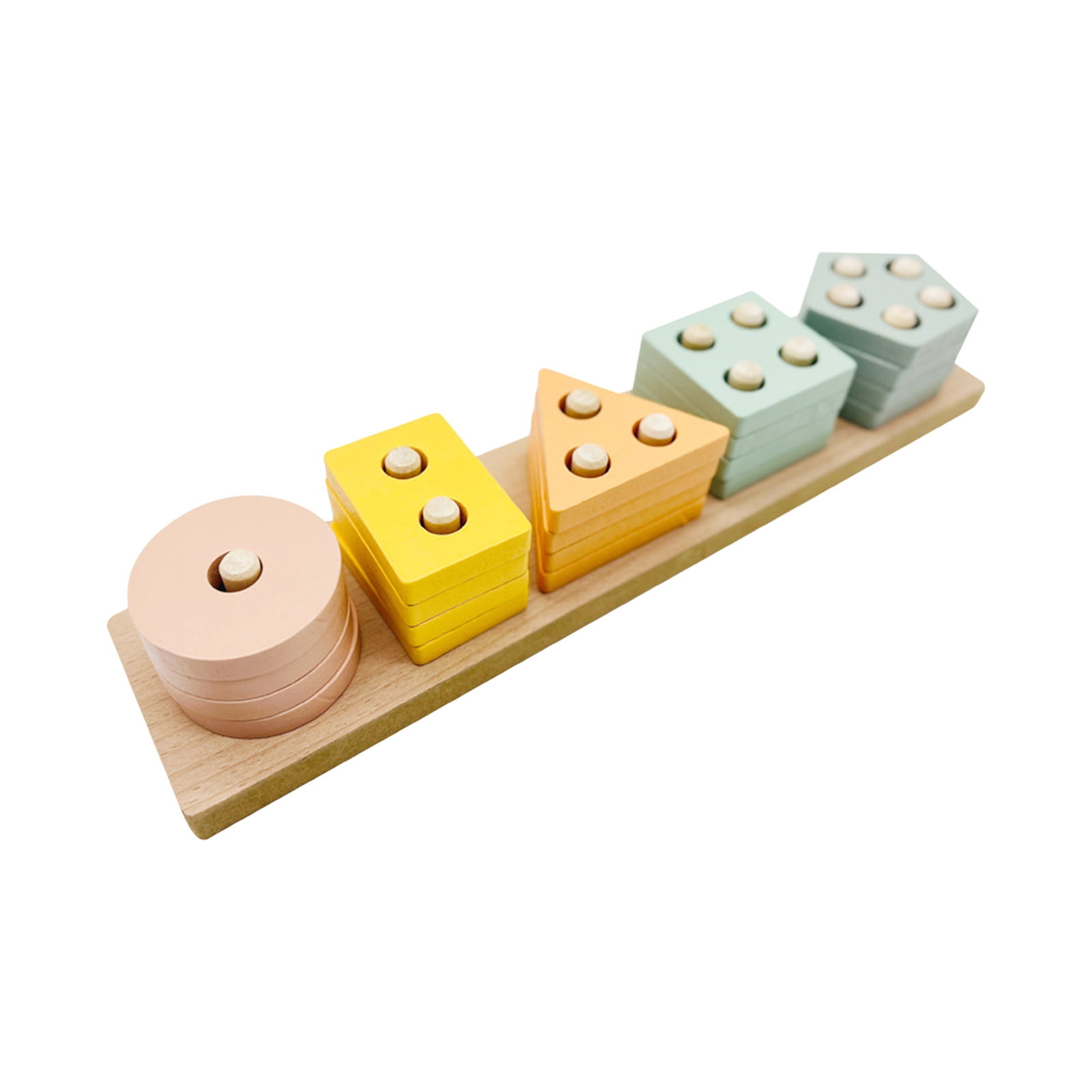 Wooden Building Block Stacking Toy Set - Preschool Fine Motor Skills ...