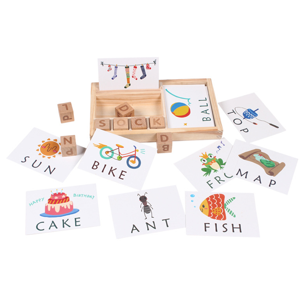 Wooden Building Block Teaching Aids Spell Word Game Wooden English ...