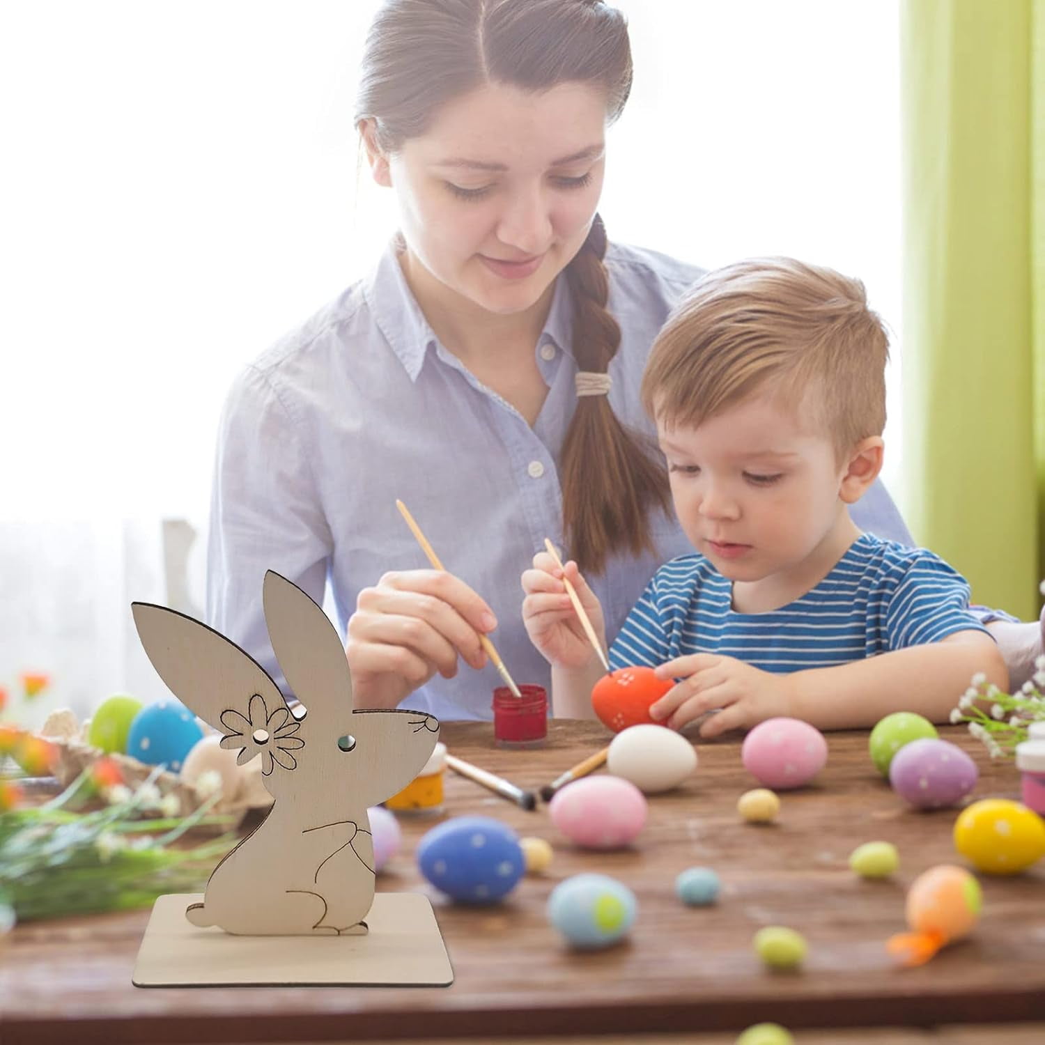 Wooden Bunny Cutouts for Crafts, Unfinished Wooden Bunny Cutout, Easter ...