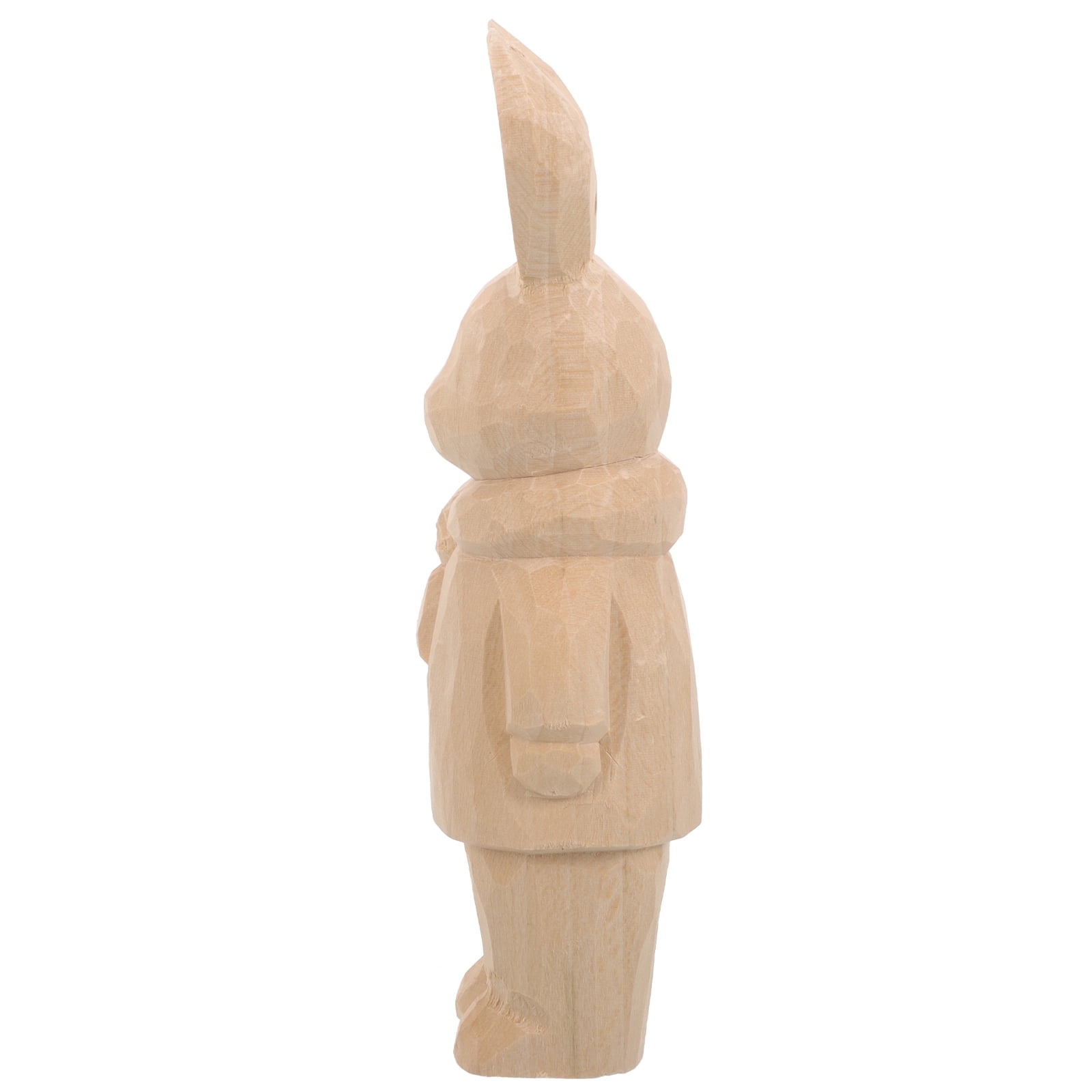 Easter Wooden Carving Rabbit Bunny Figurine Three dimensional 2pcs ...