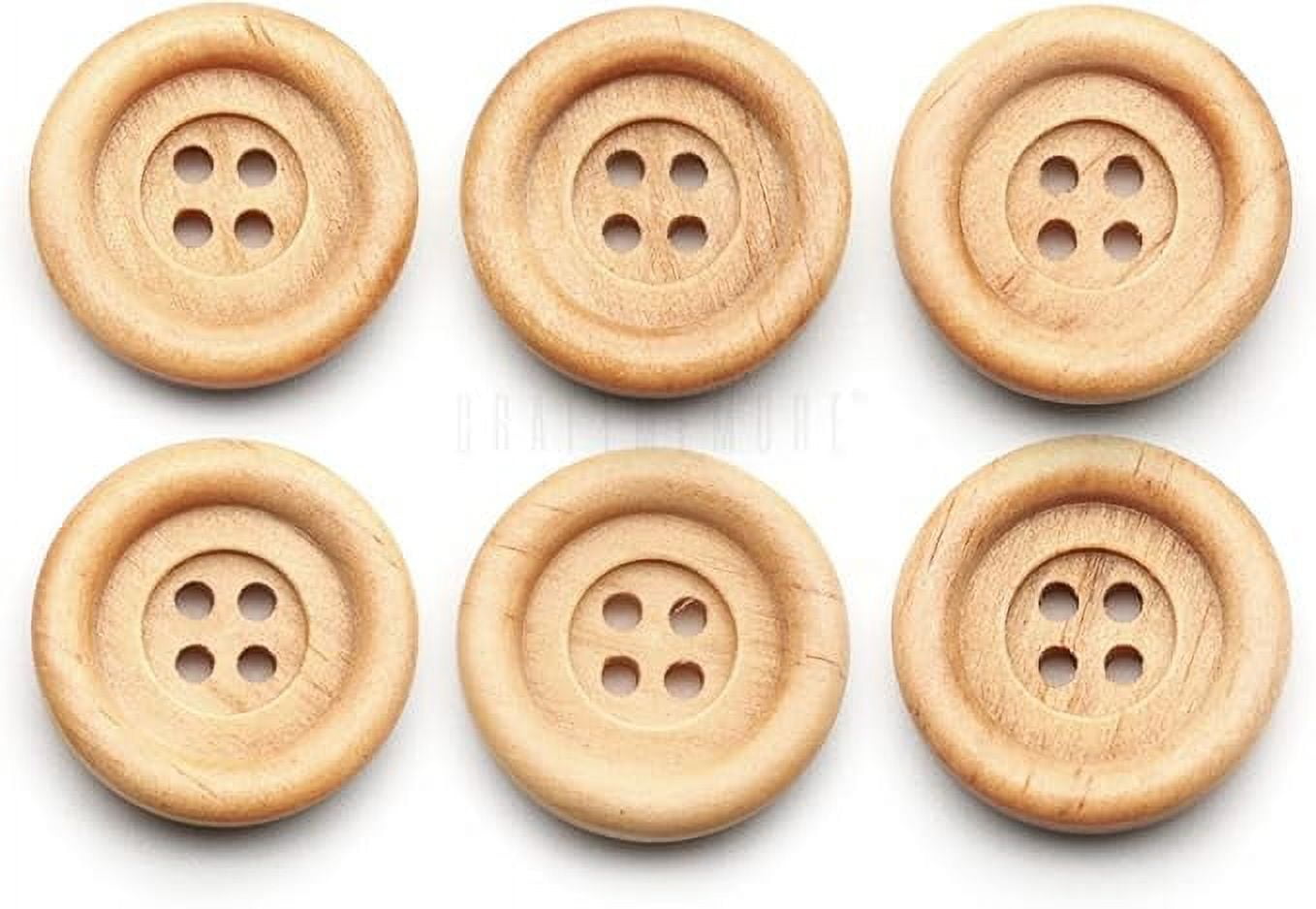 Wooden Buttons 4 Holes Round Wood Button for Garment Sewing DIY Crafts ...