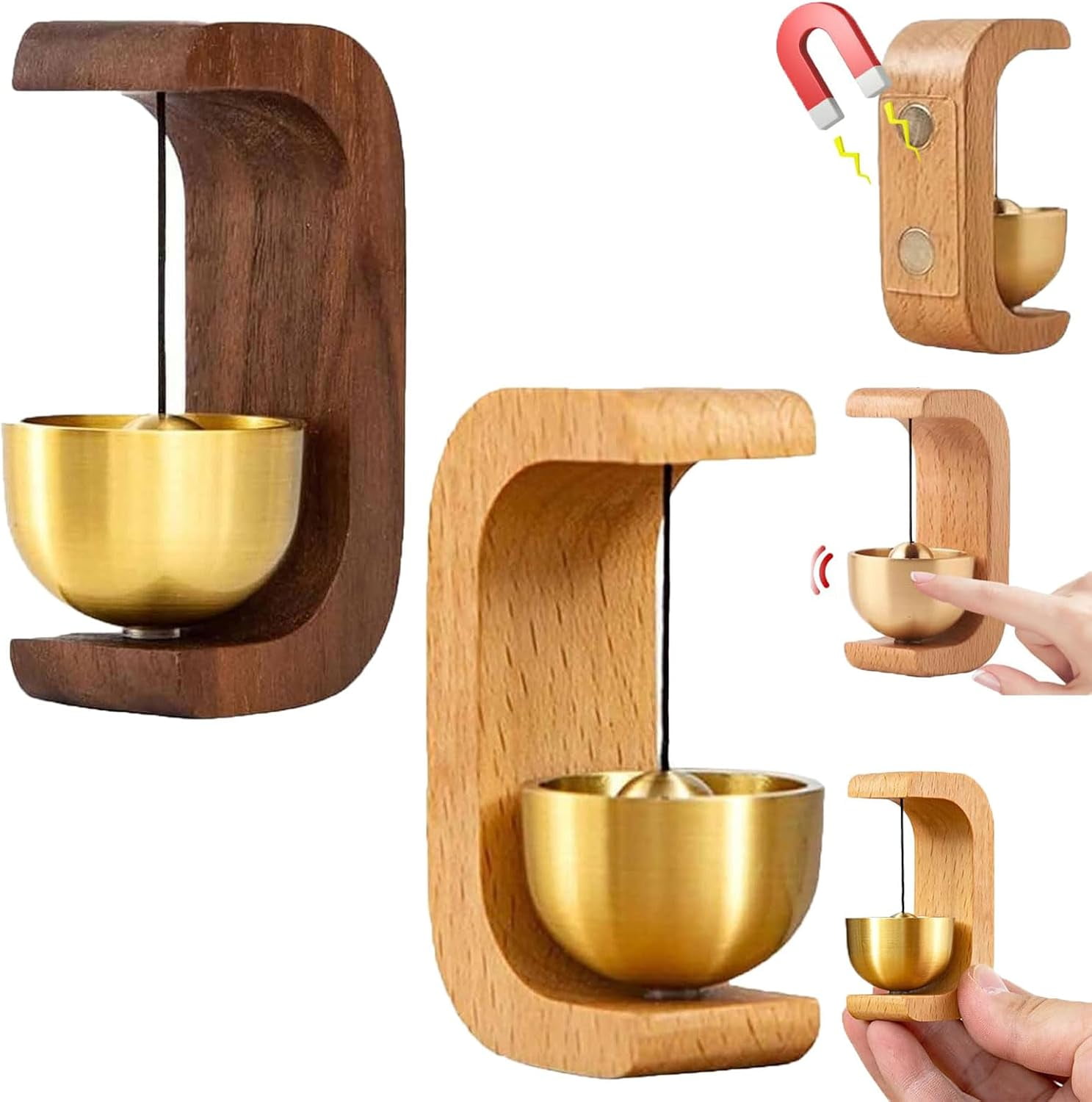 Wooden C-Shaped Wind Chime，2025 New Suction Door Type Solid Wood Wind ...