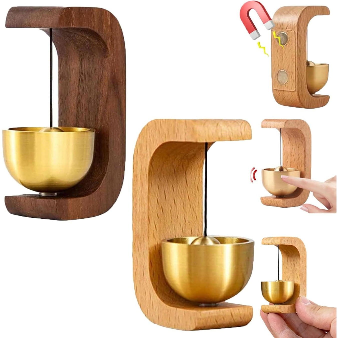 Wooden C-Shaped Wind Chime，2025 New Suction Door Type Solid Wood Wind ...