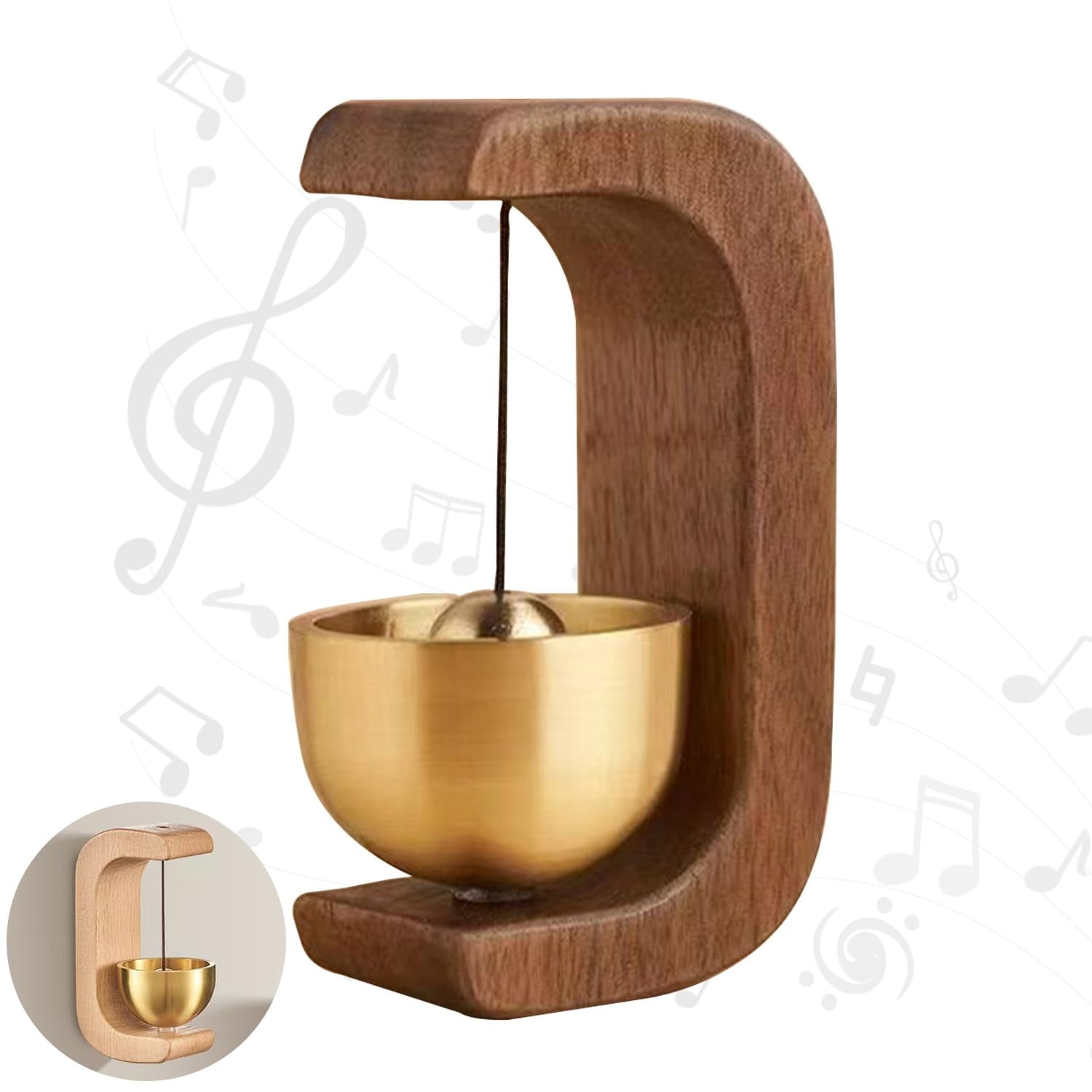 Wooden C-Shaped Wind Chime,Shopkeepers Bell for Door Opening, Modern ...