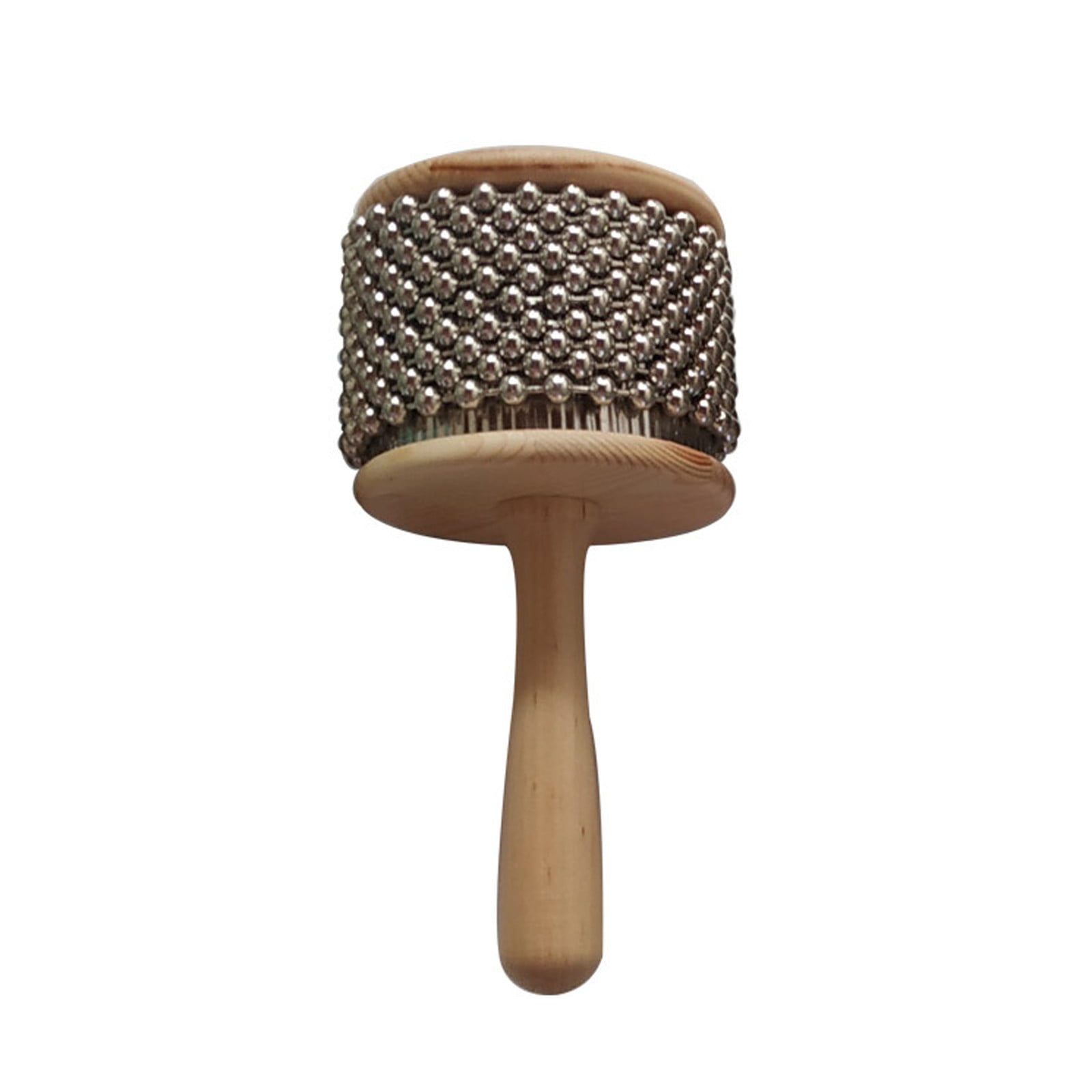 Wooden Cabasa Percussion Instrument with Metal Beaded Chain Cylindrical ...