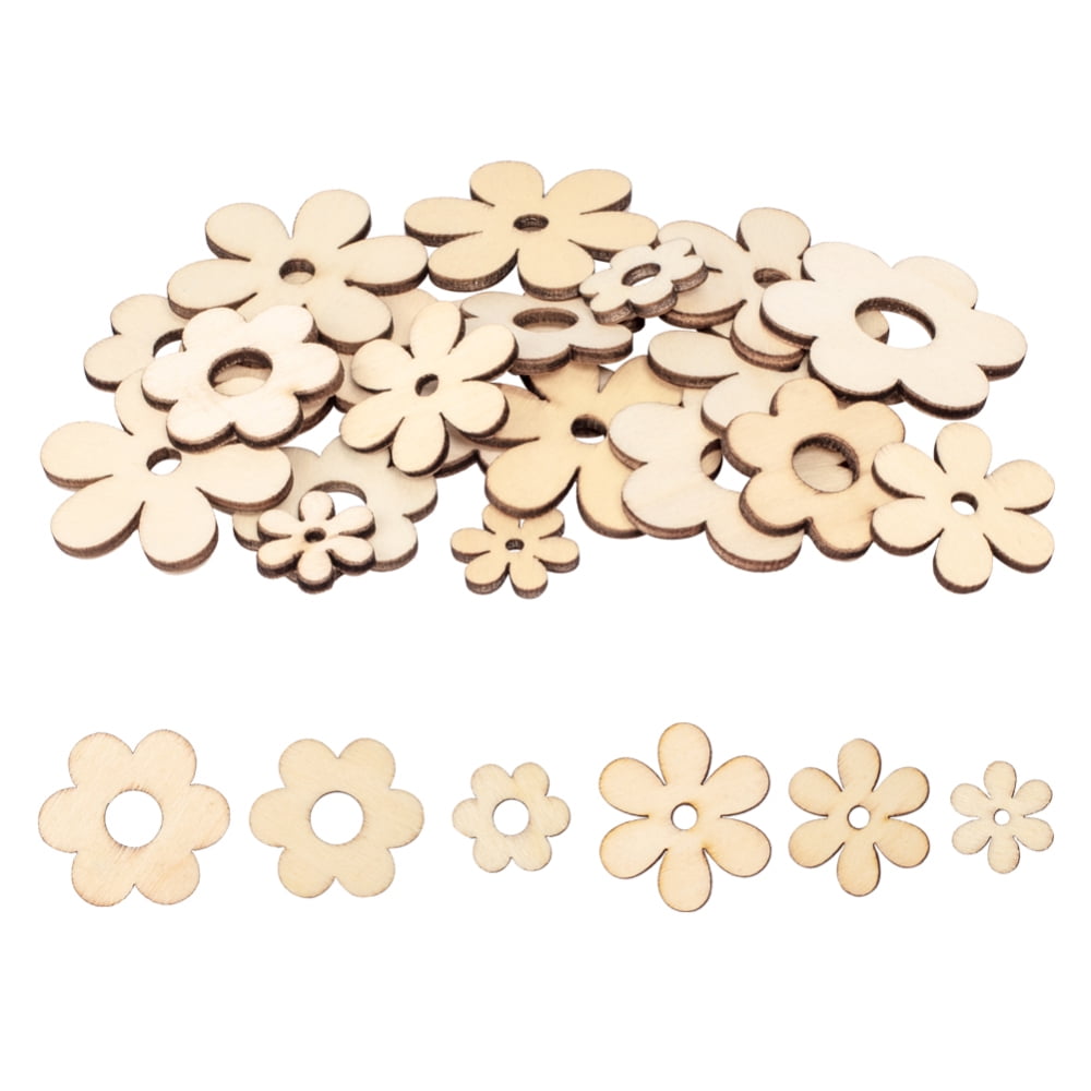 Wooden Cabochons Laser Cut Wood Shapes Flower PapayaWhip 18~39x2.7mm ...
