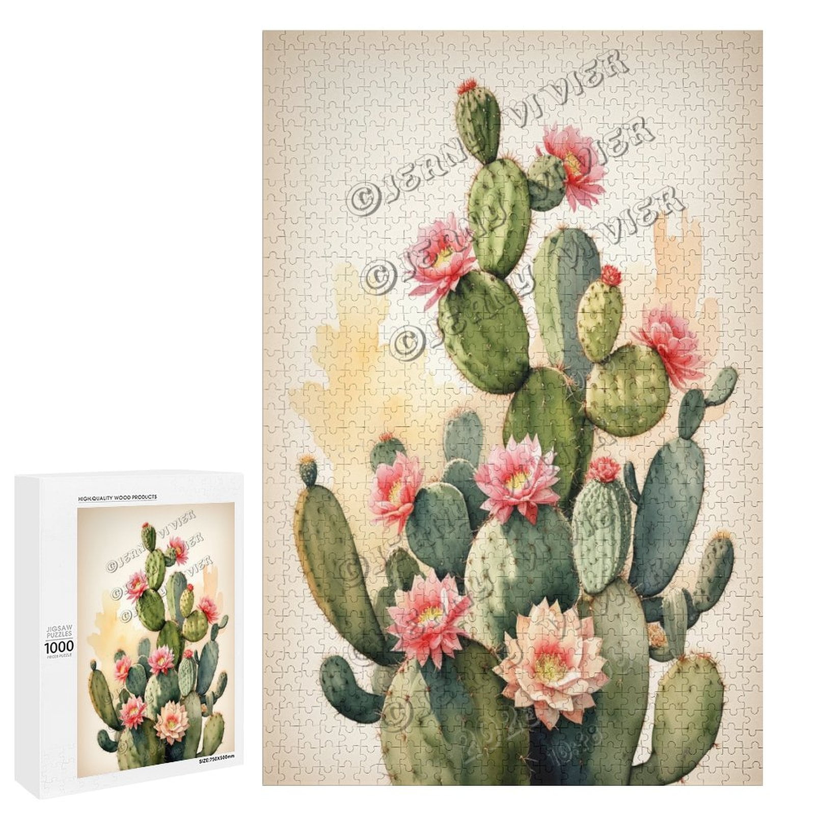 Wooden Cactus Puzzle for Adults – 1000 Piece Botanical Jigsaw with ...