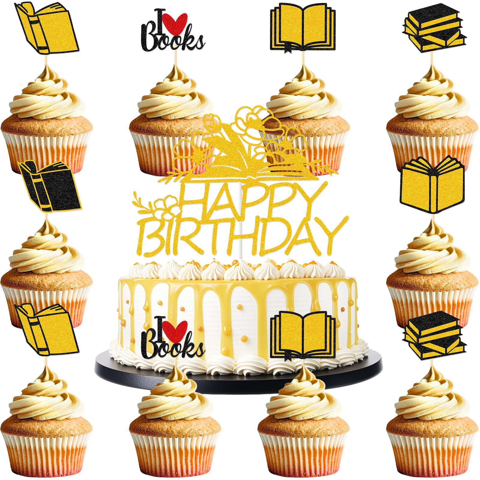 Lovarywow Book Themed FEV6 Decorations - 25PCS Glitter Book Decorations ...