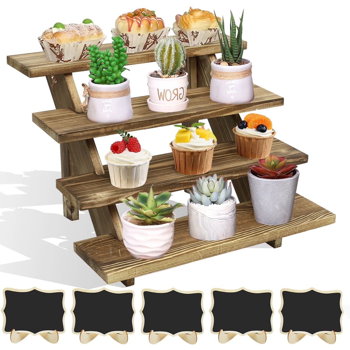Wooden Cake Stand Cupcake Tower Food Dessert Display Stands For Party ...