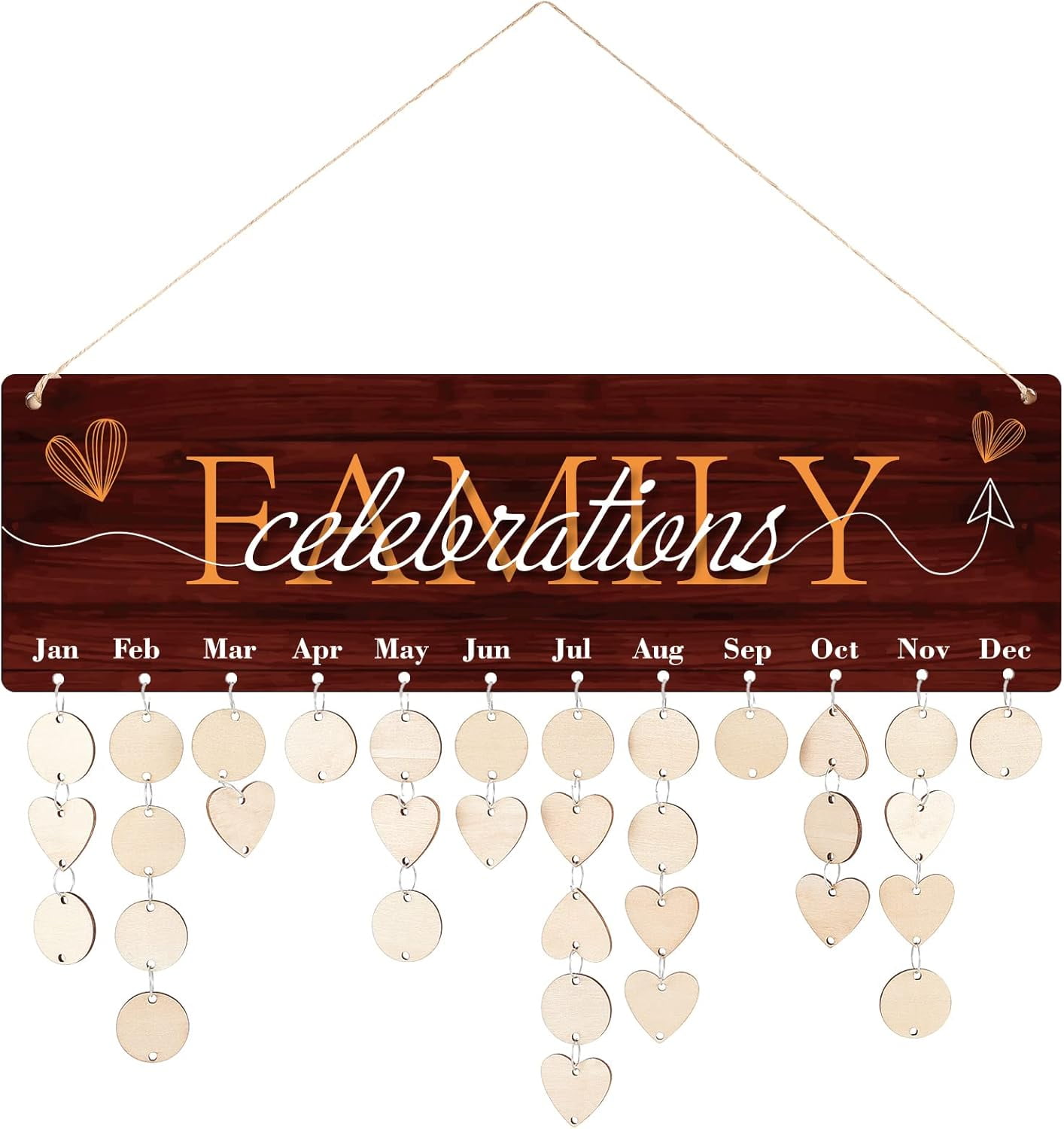 Wooden Calendar Birthday Reminder Family Wall Hanging Board Plaque with ...