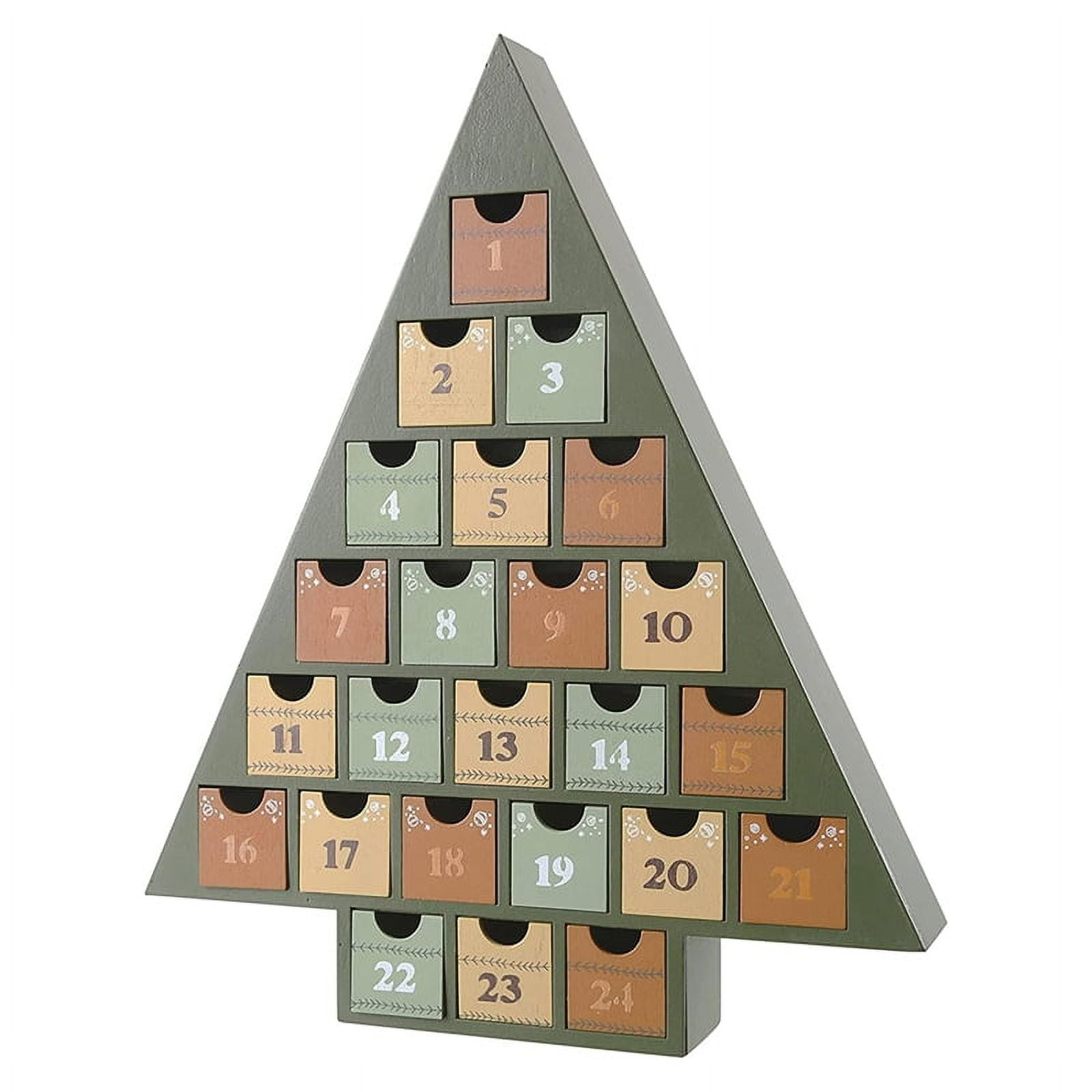 Wooden Calendar Countdown to Christmas Calendar with Storage Drawers ...