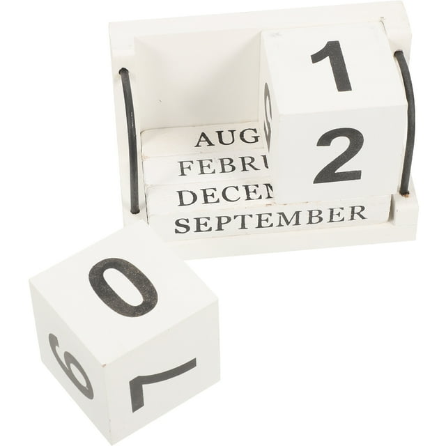 Wooden Calendar Desk Blocks Perpetual Calendars Daily Use Month Date ...
