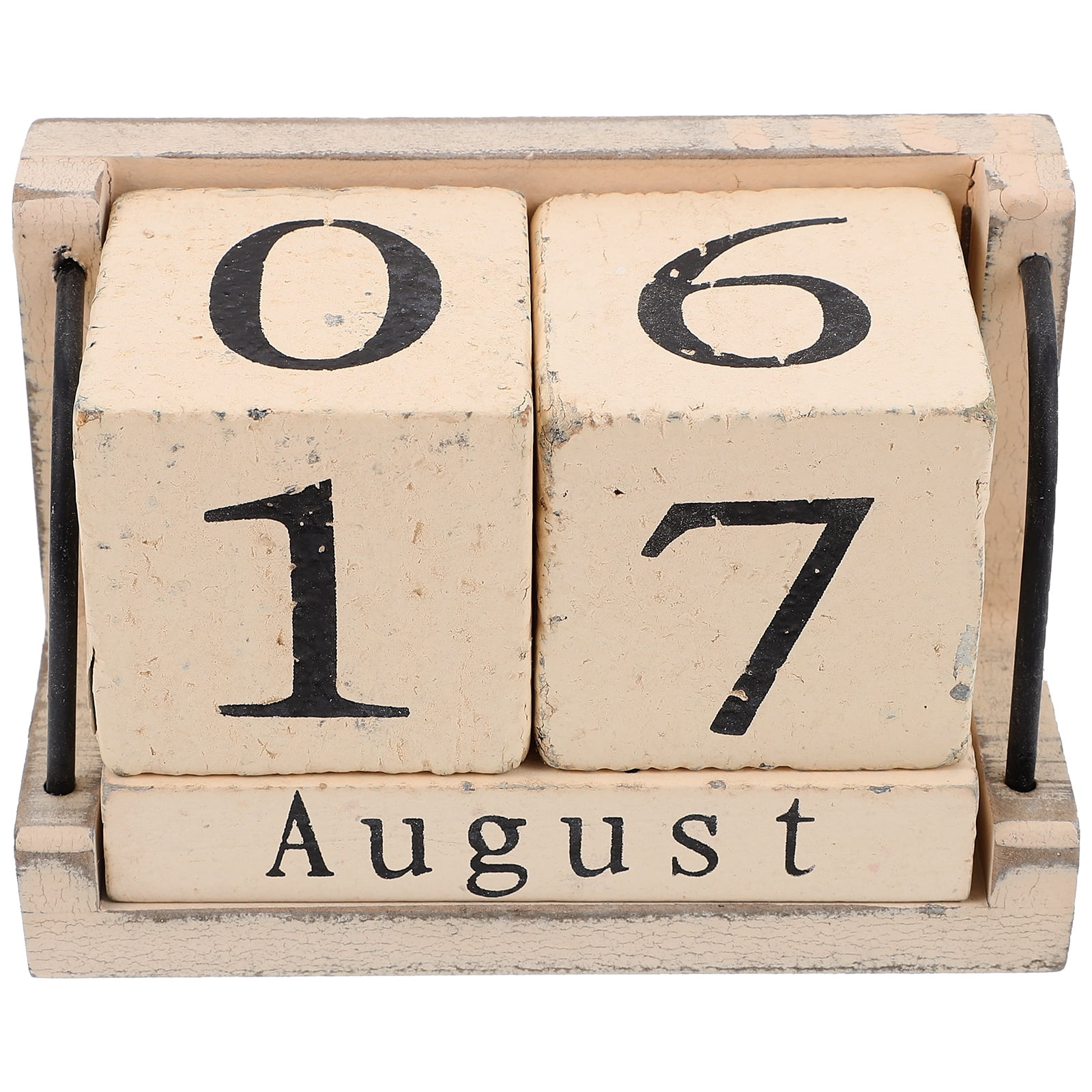 Wooden Calendar Reusable Desktop Calendar Burned Effect Calendar Block ...