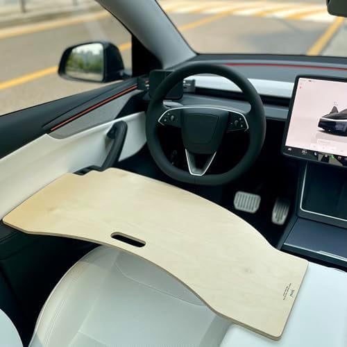 Wooden Car Table for Tesla Model Y, Model 3: Birch Plywood Desk, in-Car ...