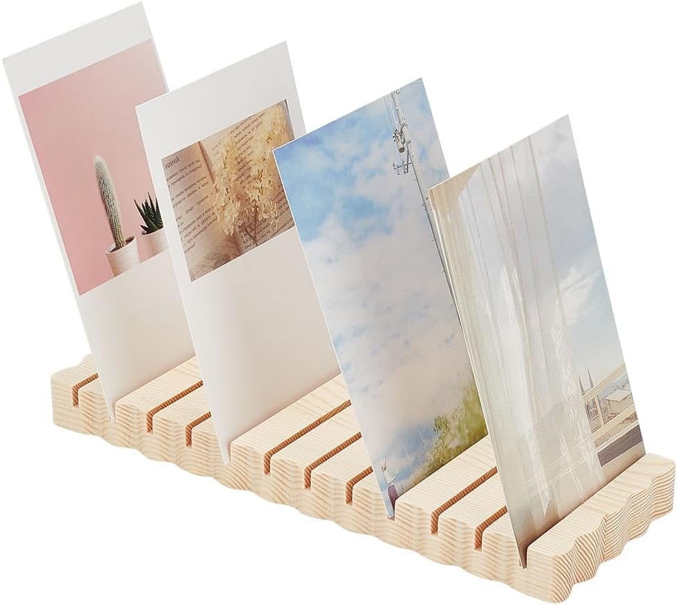 Wooden Card Display Stand Rectangle Wood Postcards Display Holder Lemon ...
