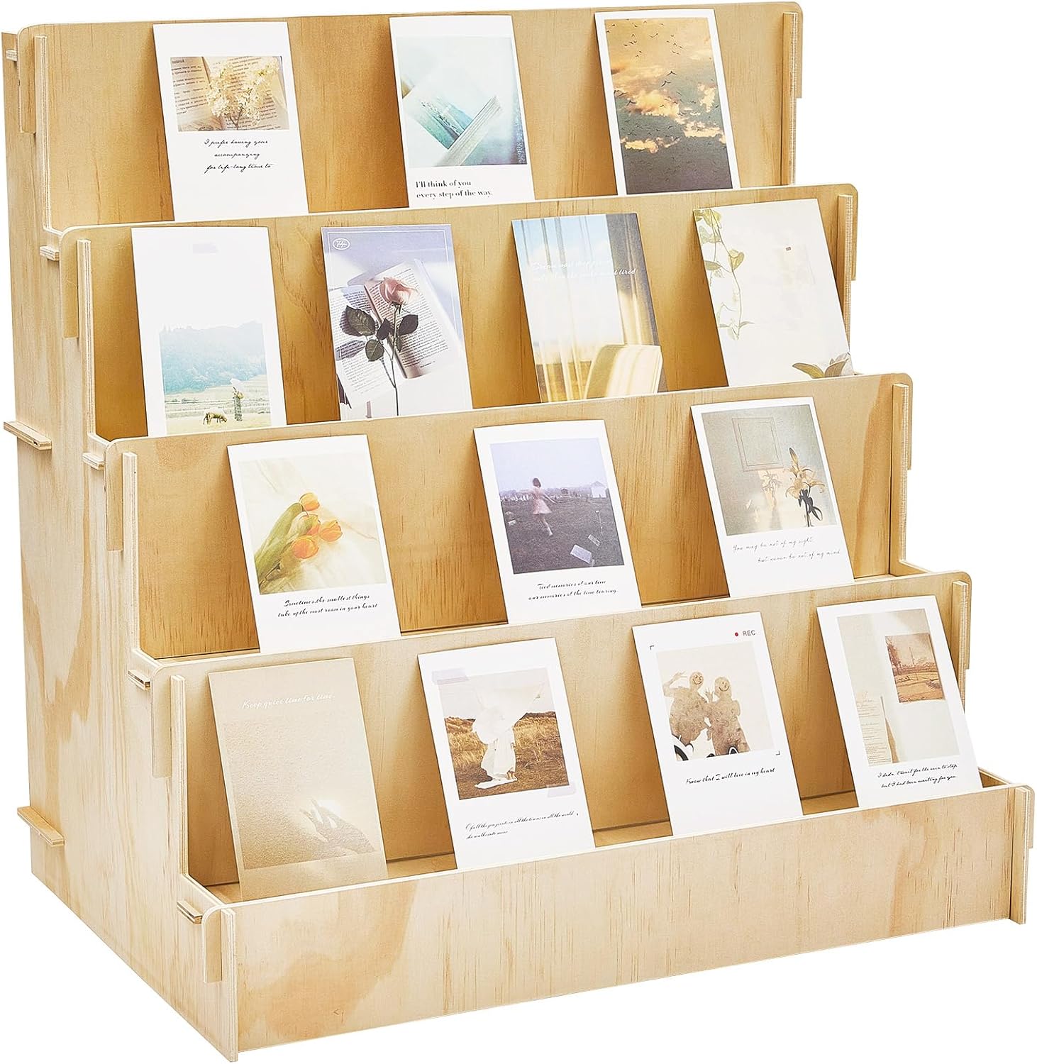 Wooden Card Display Stand Stationary Organizer Sticker Stand for Vendor ...