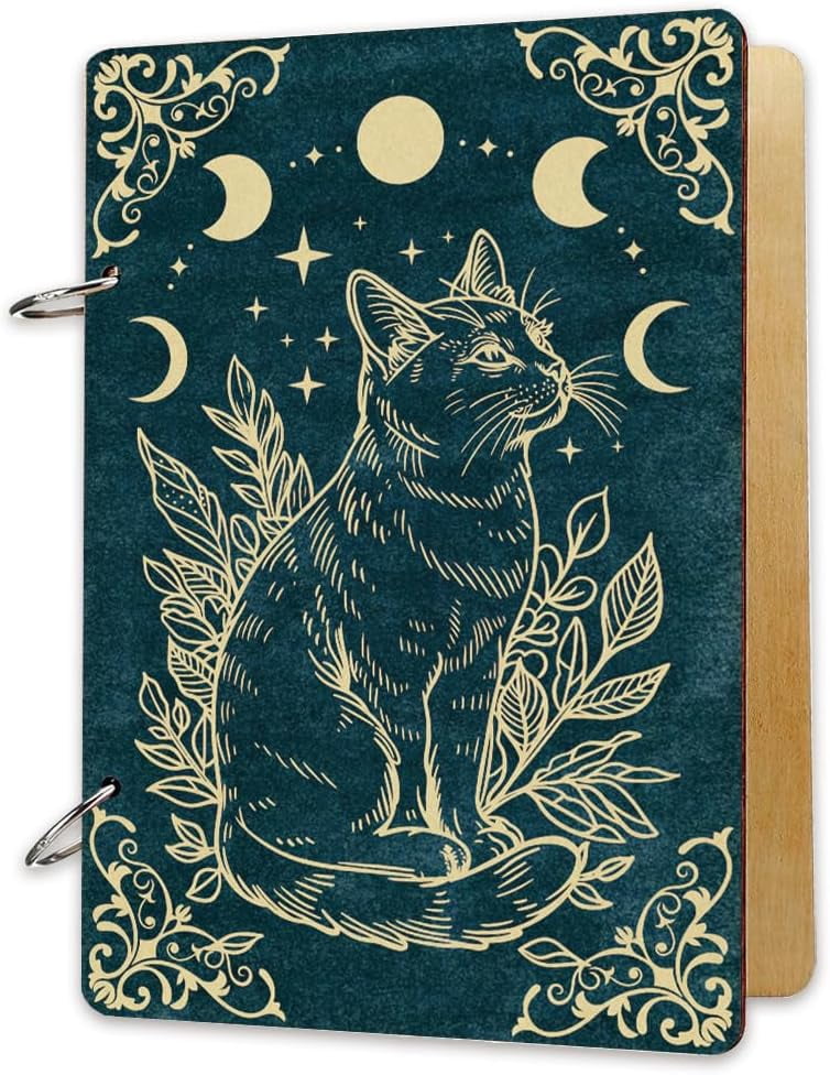 Wooden Card Keeper Memory Book Cats Loose Leaf Binder Greeting Card ...