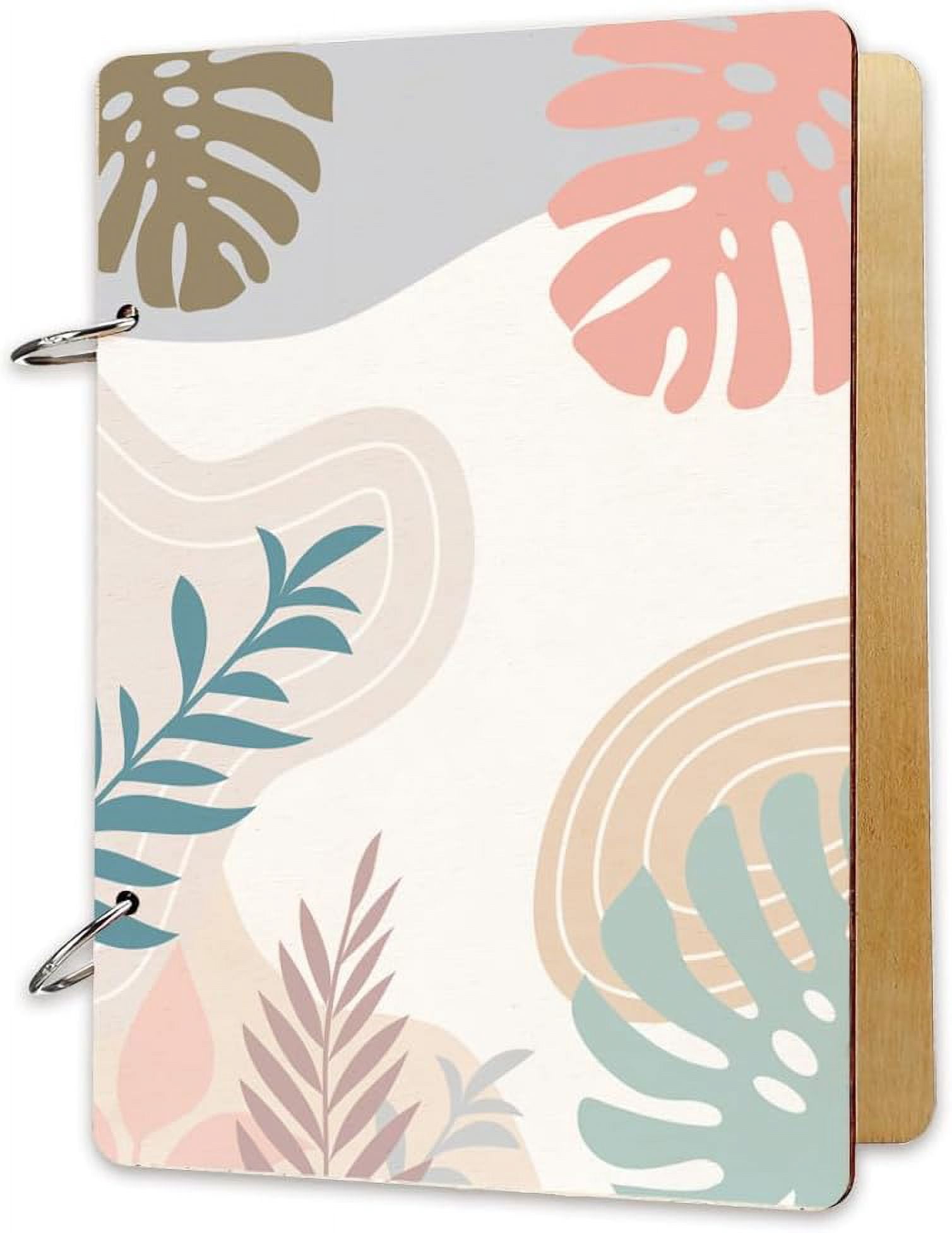 Wooden Card Keeper Memory Book Loose Leaf Binder Bohemian Leaves ...