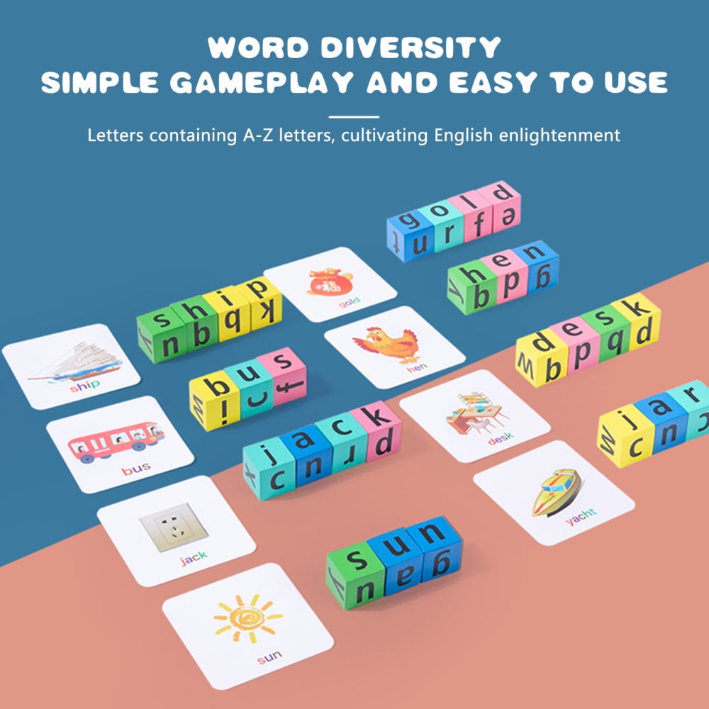 Wooden Card Word Spelling Toys Early Educational Toys Funny Montessori ...