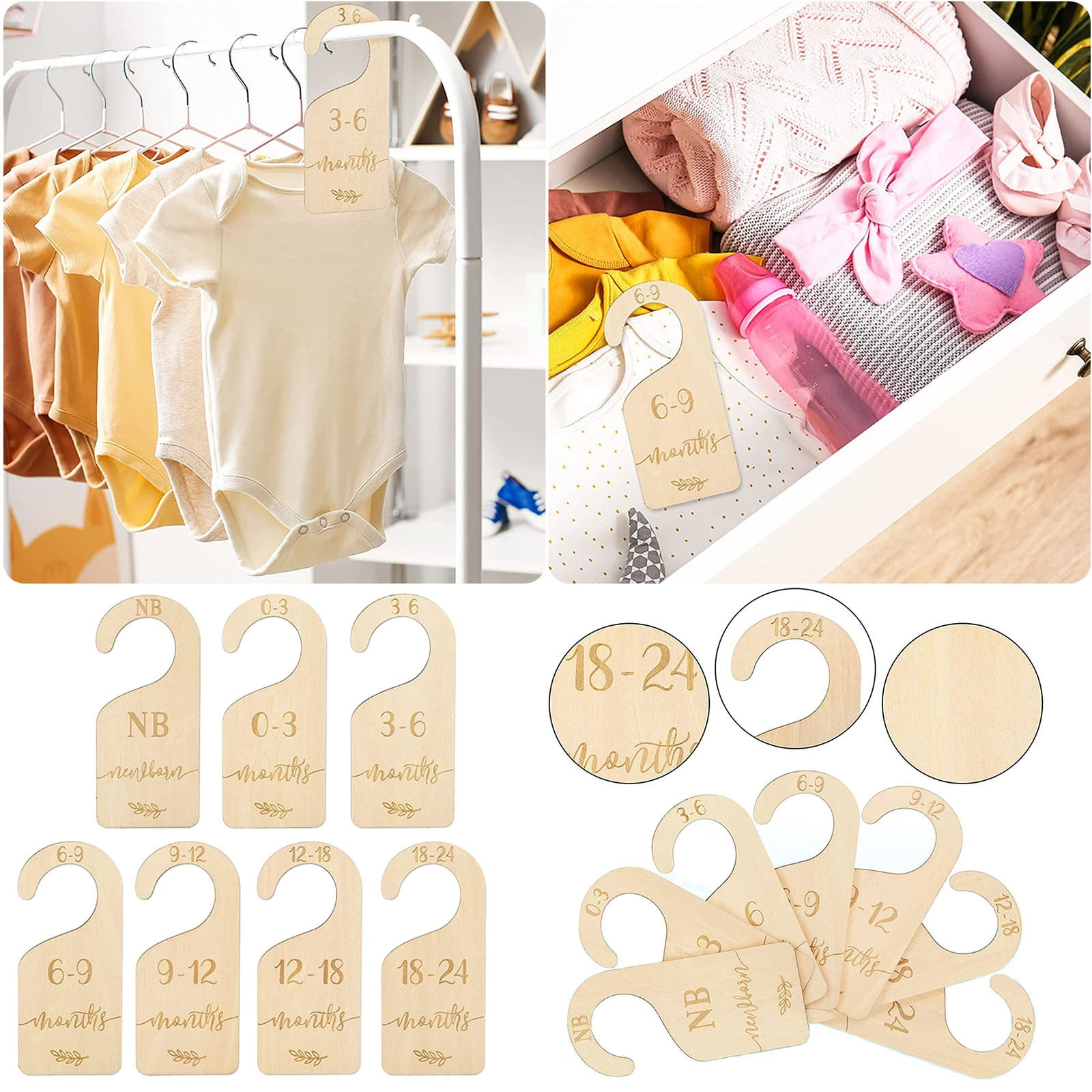 Wooden Cards For Organizing Children's Wardrobe Month Divider Tags For ...