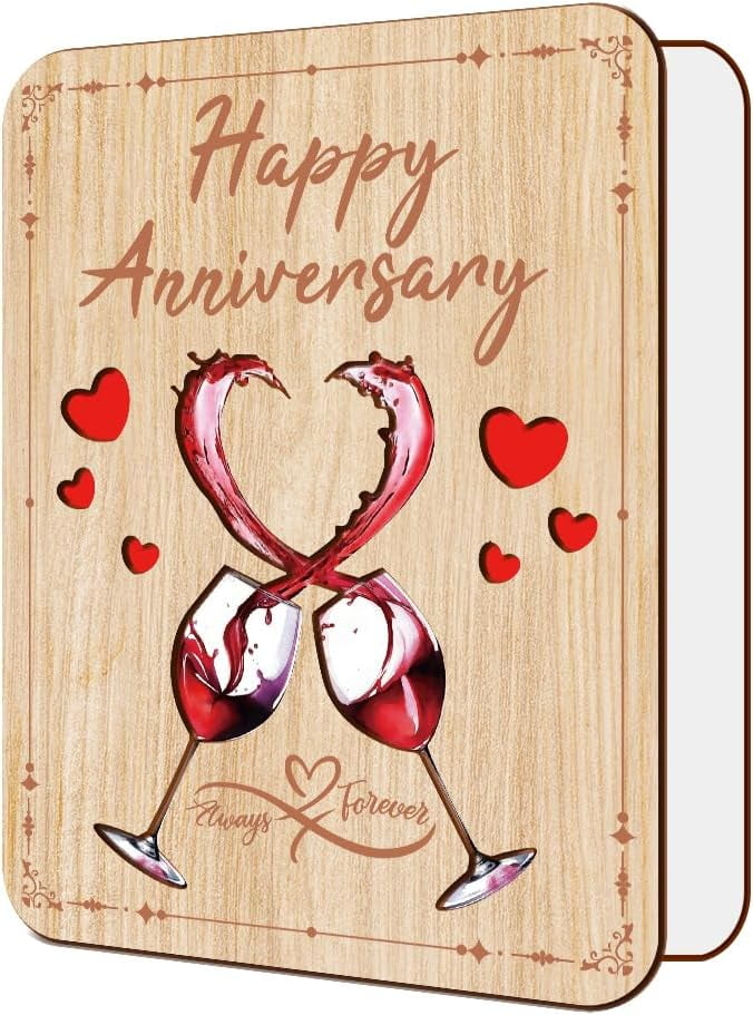 Wooden Cards Wine Theme Greeting Cards Anniversary Wooden Card ...