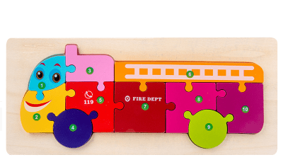 Wooden Cartoon Number & Animal Puzzle for Kids, Montessori Early ...