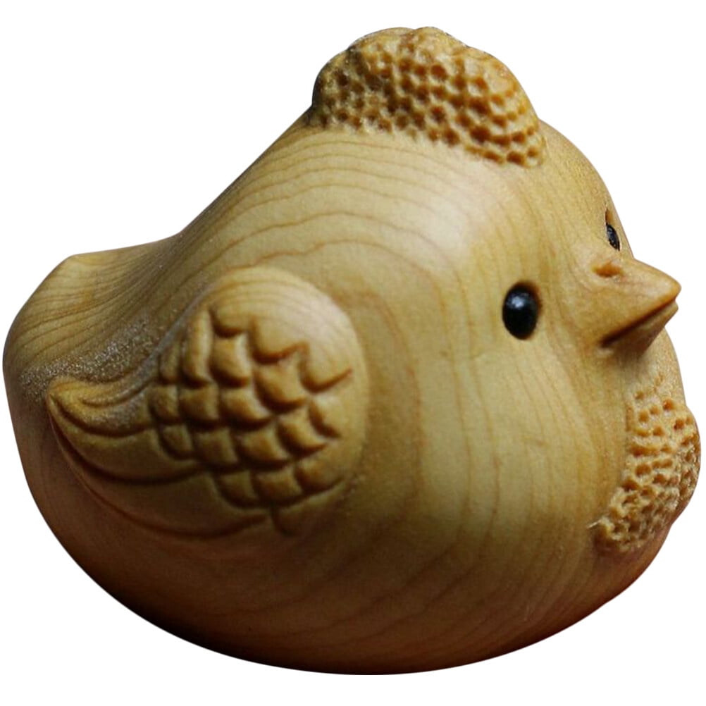 Wooden Carved Ornament Wooden Chick Decor Wood Craft Desktop Chick ...