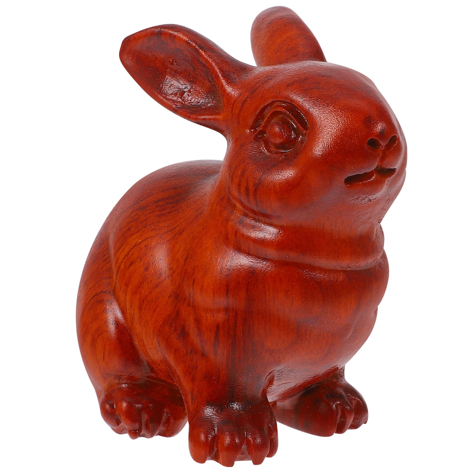 Wooden Carved Rabbit Figurine for Home Office Decor Rustic Wood Bunny ...