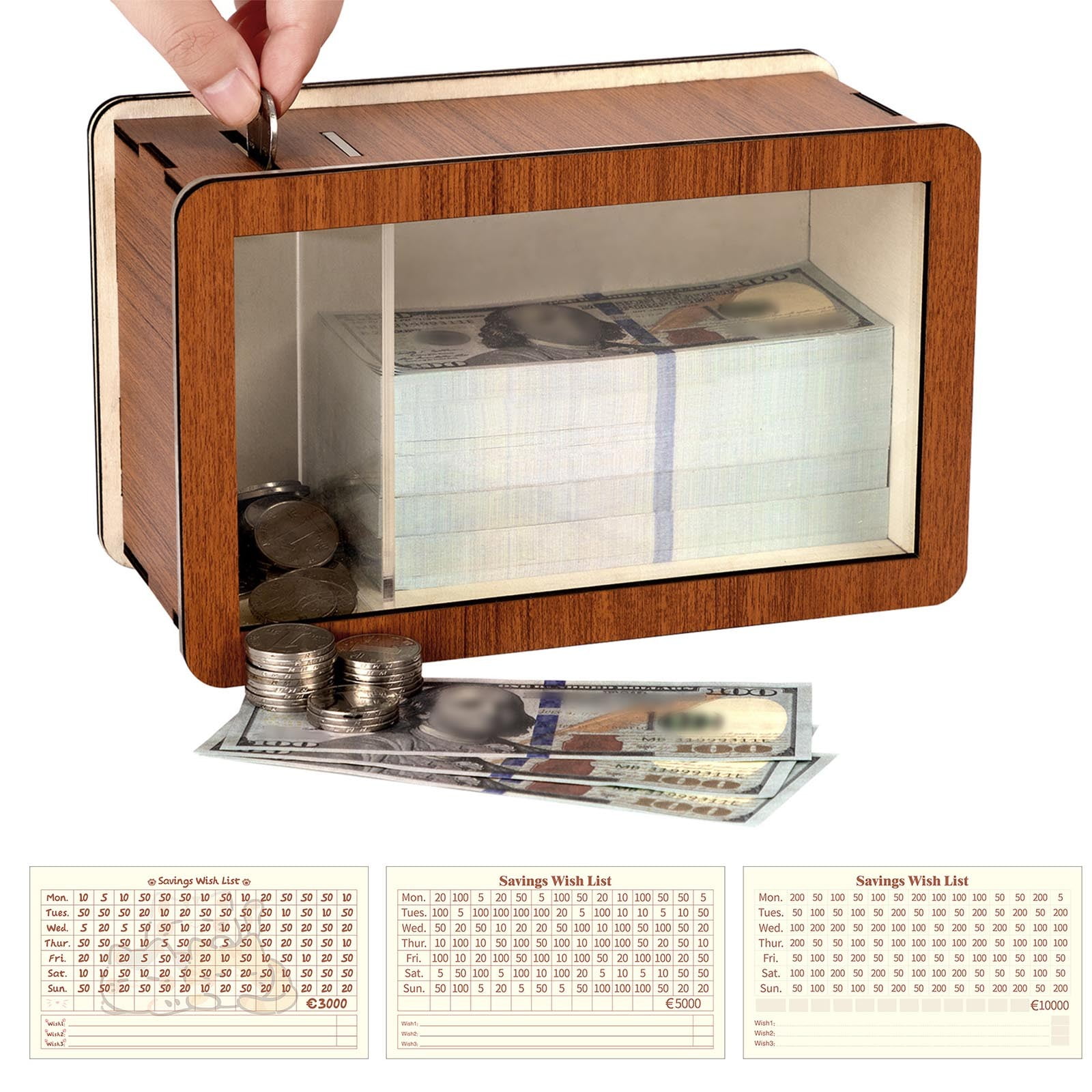 Wooden Cash Savings Box with Number Counter | Durable Wooden Money Box ...