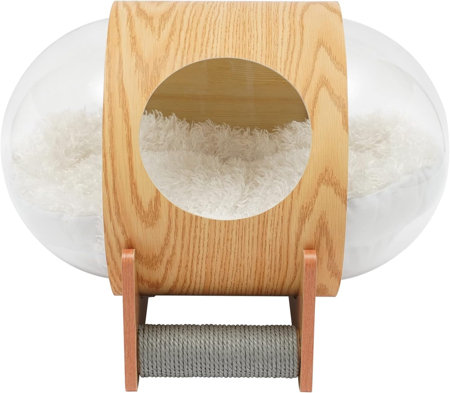 Wooden Cat Bed Capsule - Modern Spaceship Bed with Acrylic Dome, Large ...