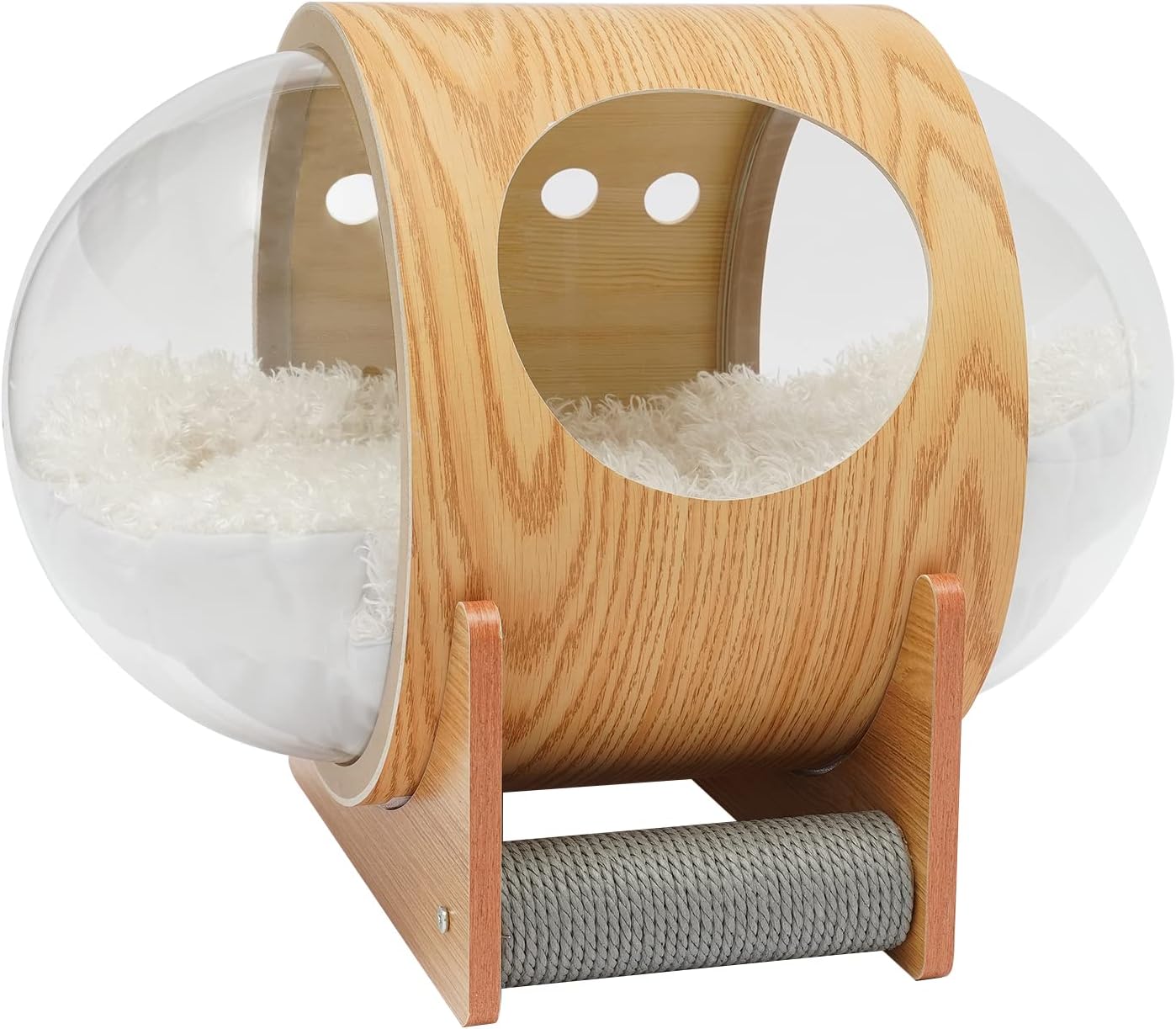 Wooden Cat Bed Space Capsule with Cushion, Spaceship Modern Cat Bed ...