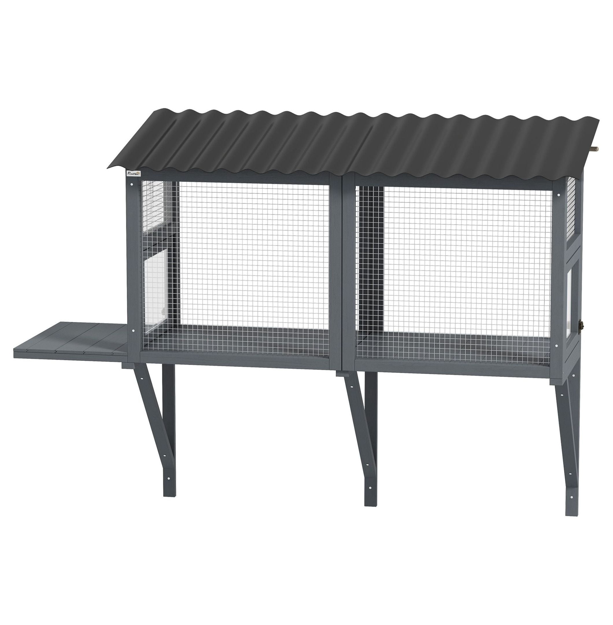 Wooden Cat Catio Outdoor Enclosure - Window Perch with Platform - Safe ...