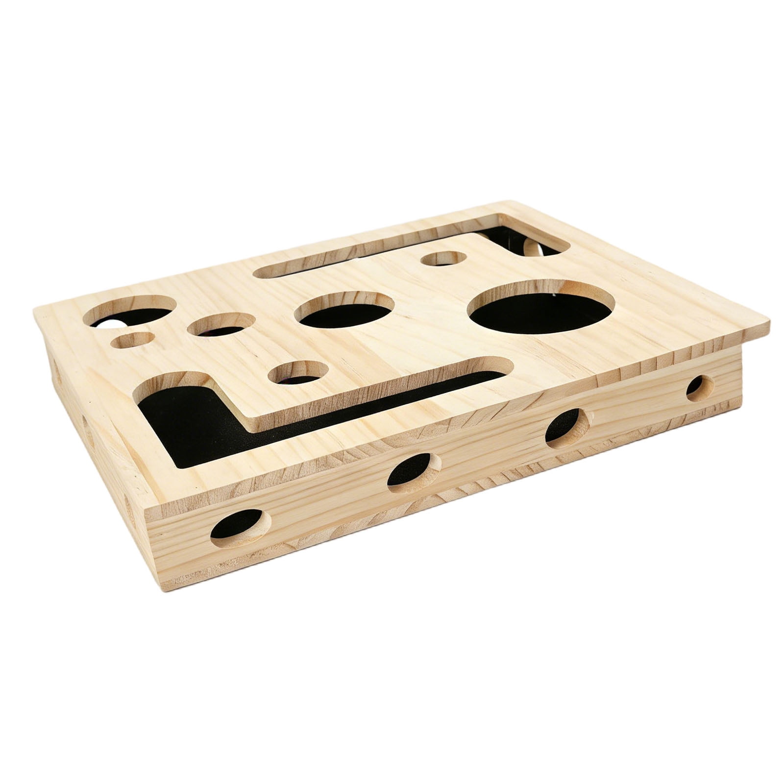Wooden Cat Maze Toy Box with Sandpaper Scratch Pad, Interactive Rolling ...