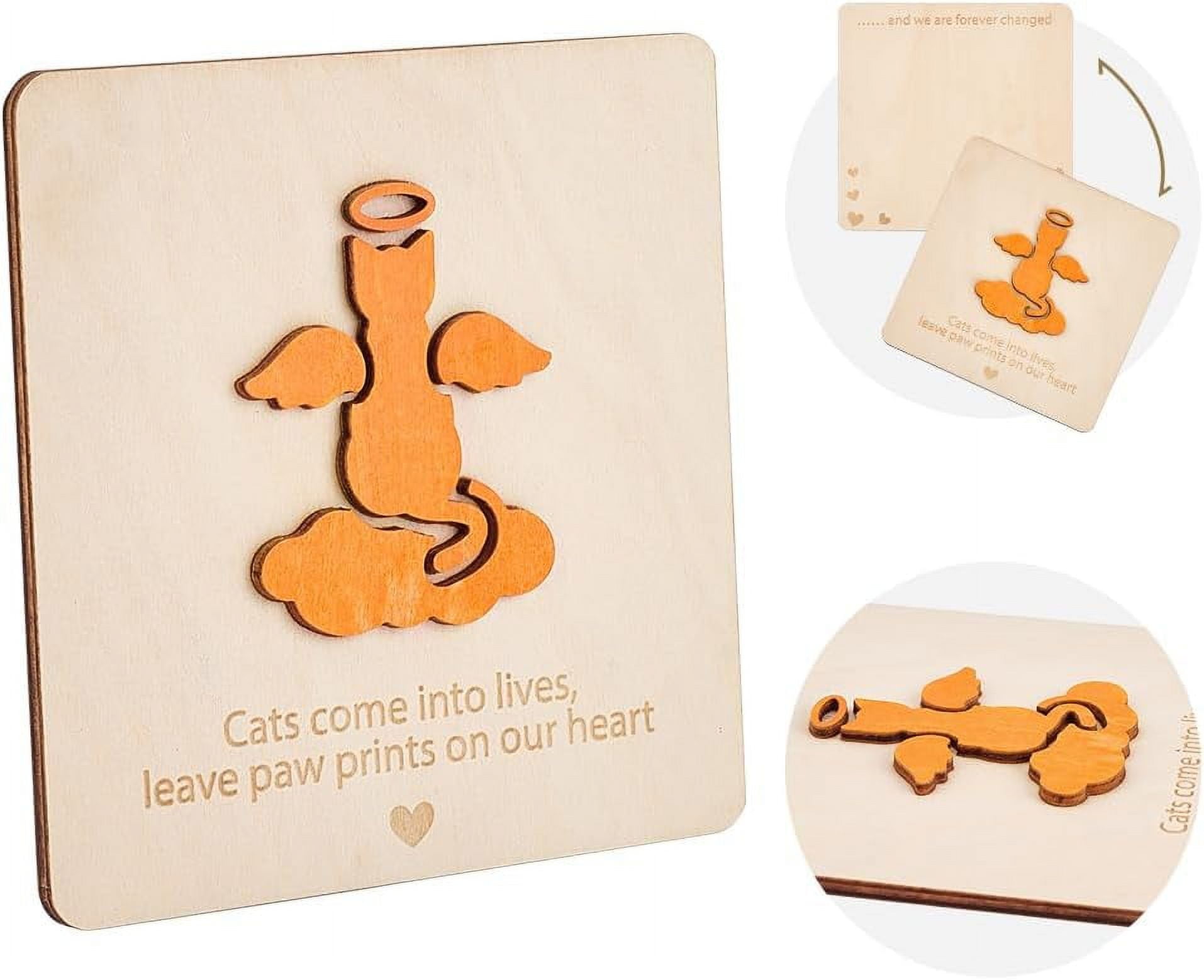 Wooden Cat Memorial Card Pet Sympathy Card for Cats Loss Of Cat ...