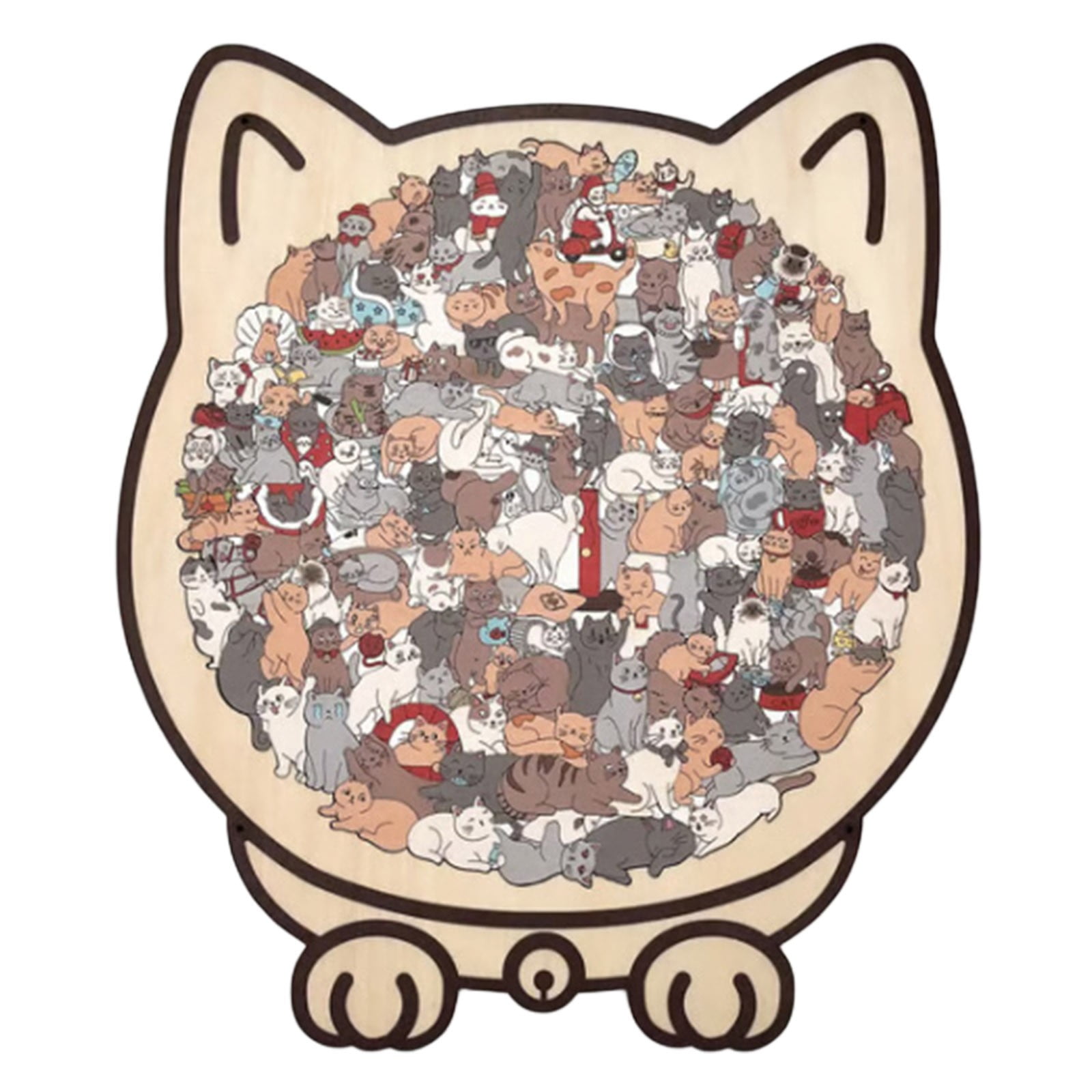 Wooden Cat Puzzle, Handcrafted Desktop Brain Teaser for Stress Relief ...