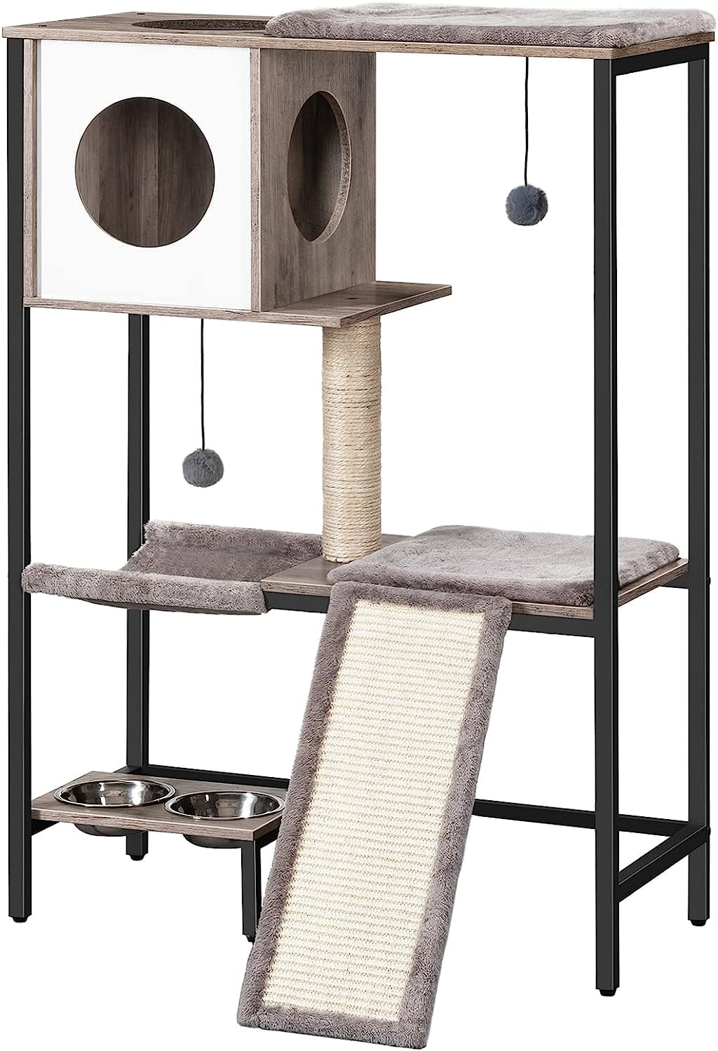 Wooden Cat Tree, Versatile Cat Tower with Scratching Post, Cat Hammock ...