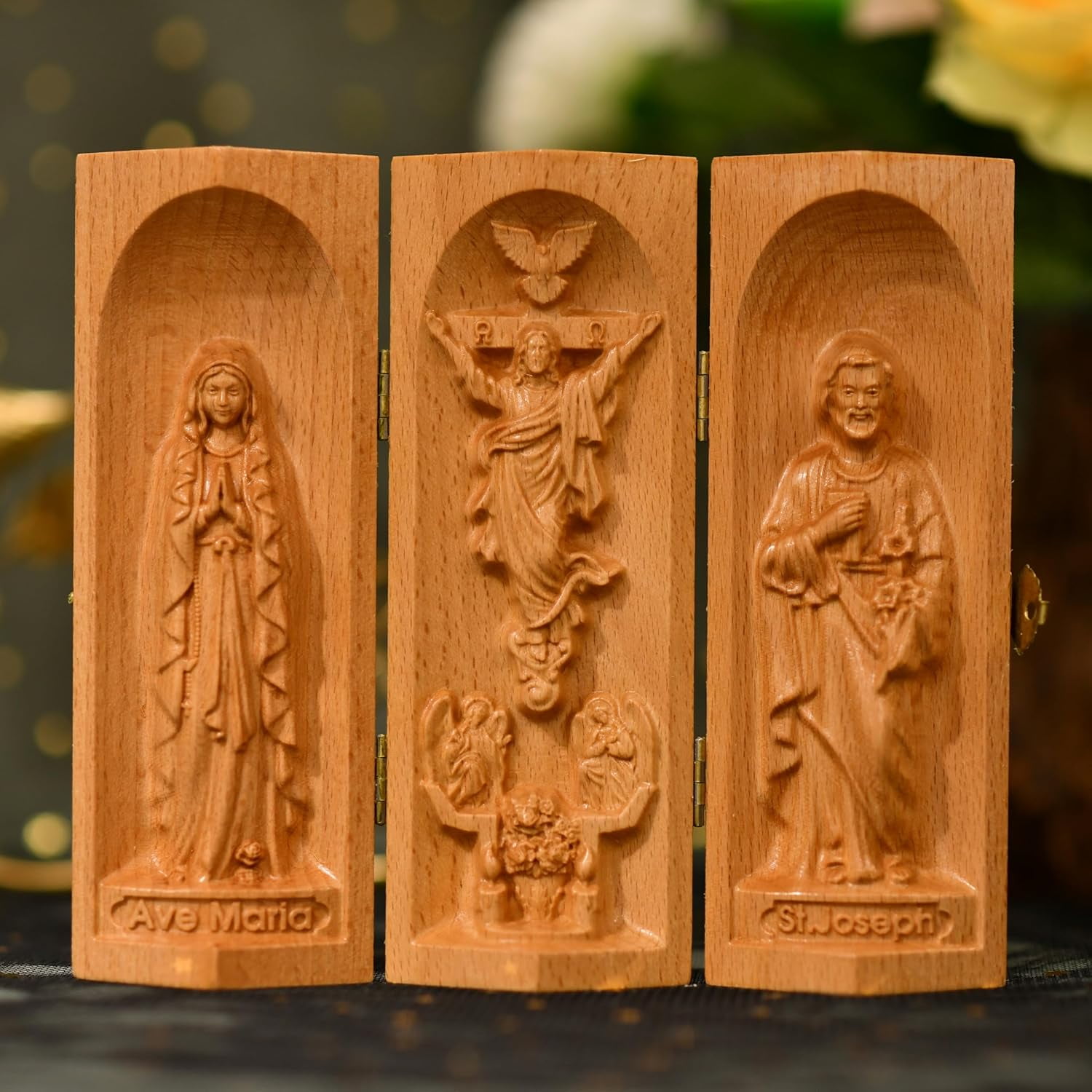 Wooden Catholic Altar for Home- Jesus Christ- Saint Joseph,Wood Carving ...