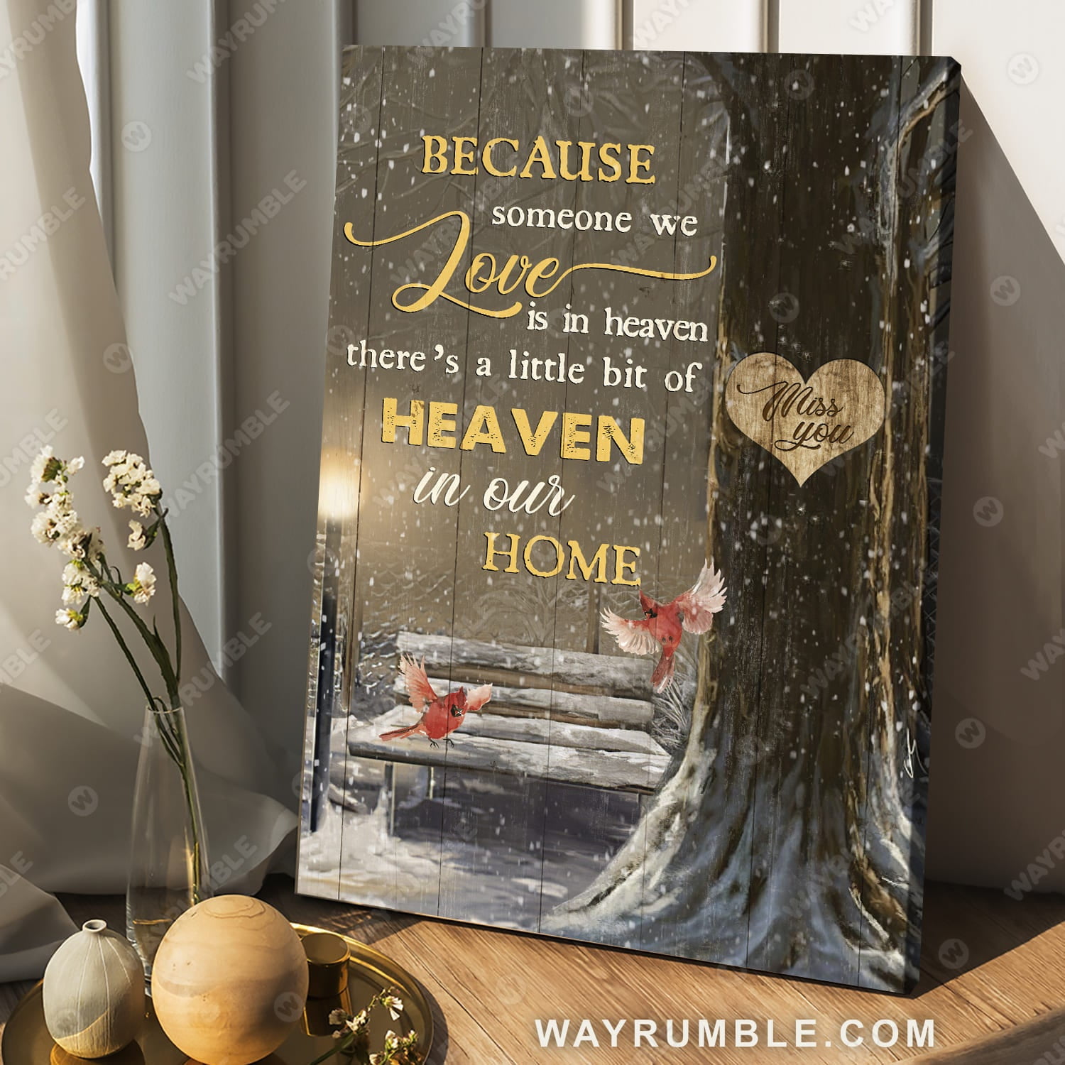Wooden Chair Snow Park Red Cardinal There'S A Little Bit Of Heaven In ...