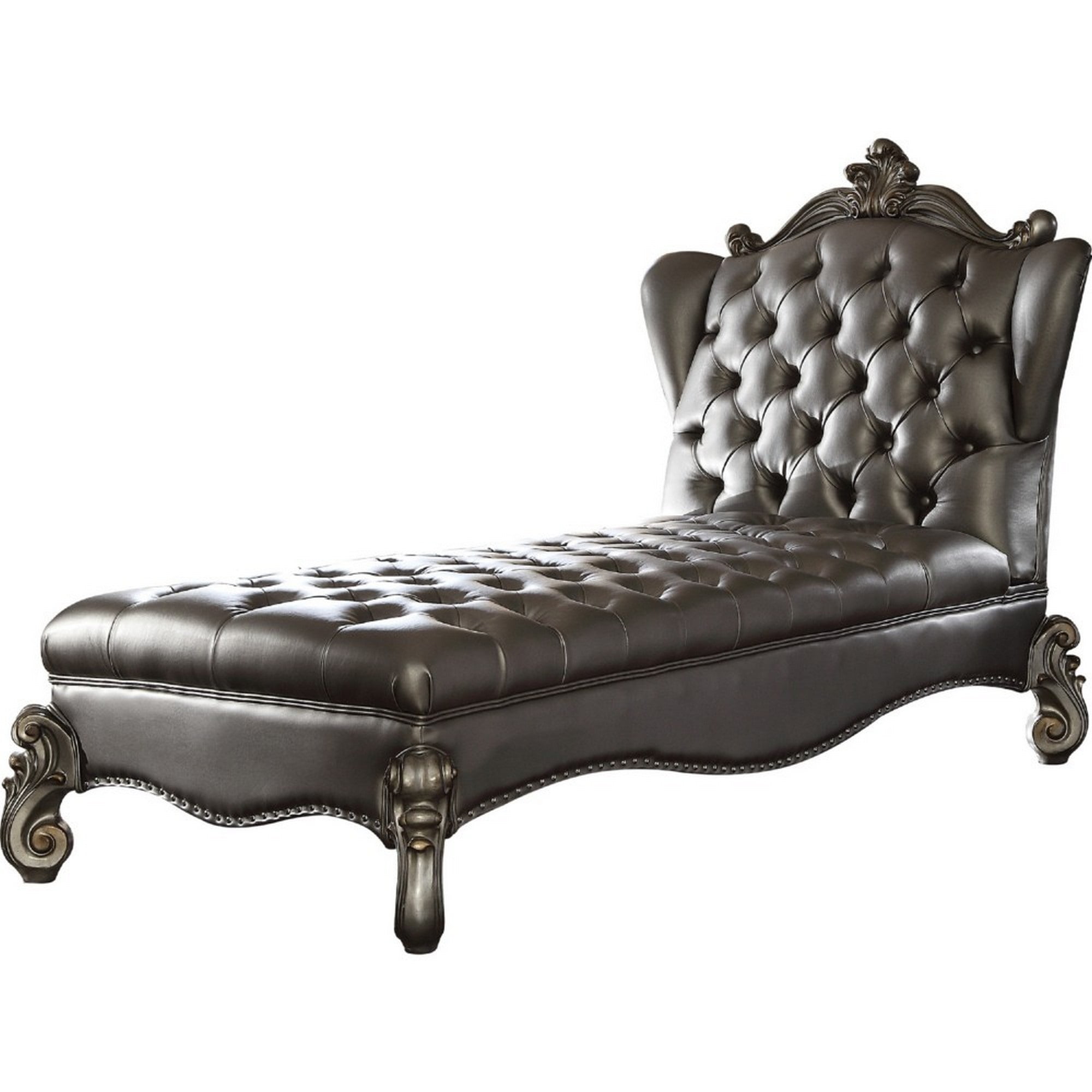 Wooden Chaise Lounge with Wingback, Antique Platinum & Silver - Walmart.com