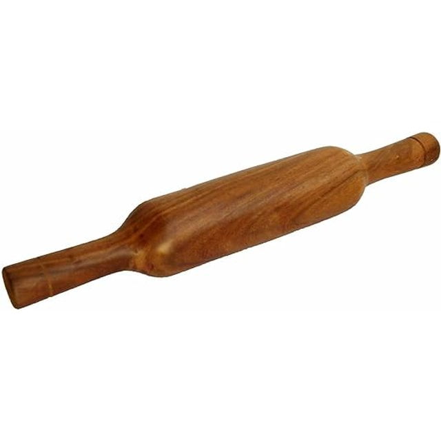 Wooden Chapati Roti Rolling Pin Dark Solid Wood Thin Indian Tapered ...