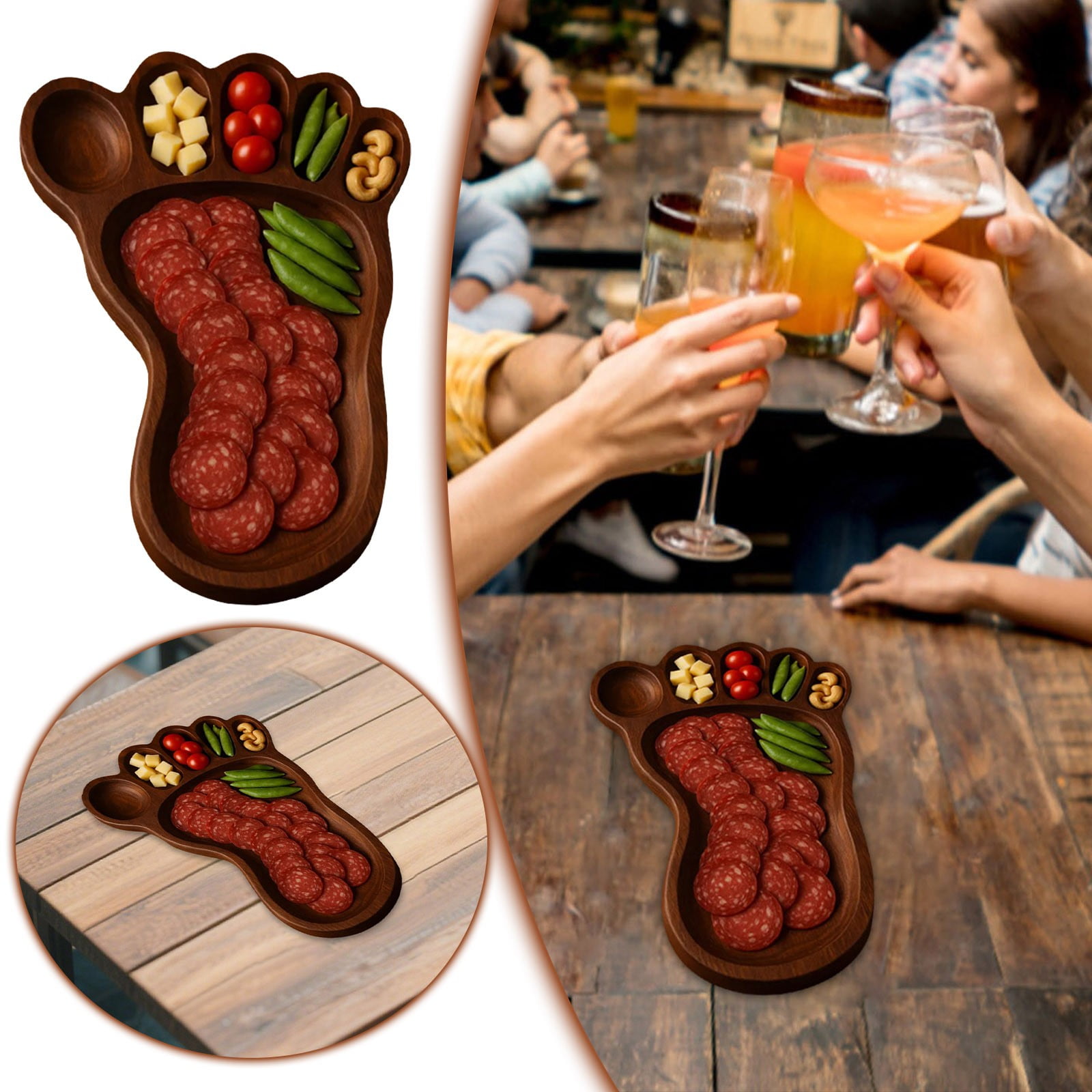 Wooden Charcuterie Platter - Large Serving Board for Cheese & Charcuterie - Rustic Entertaining ...