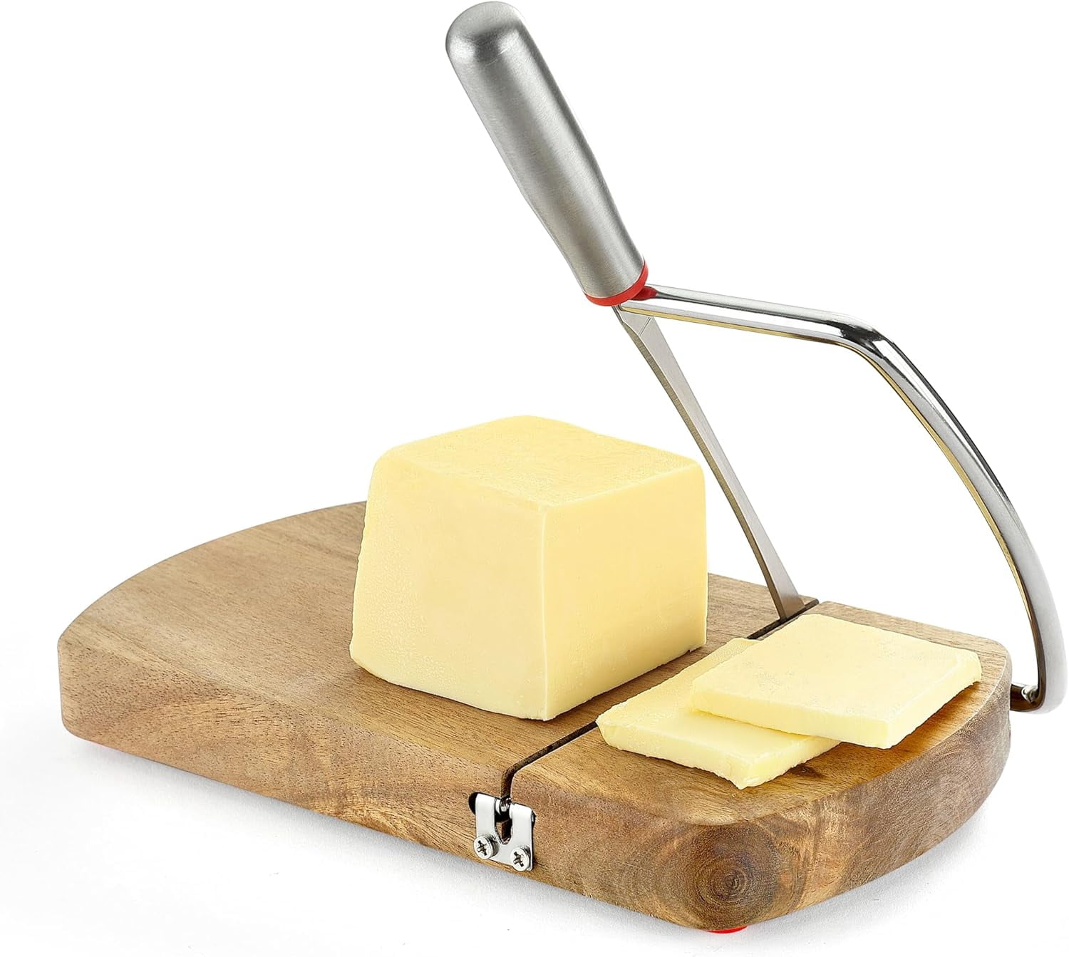 Wooden Cheese Slicer, Cheese Cutter Board with Stainless Steel Blade ...