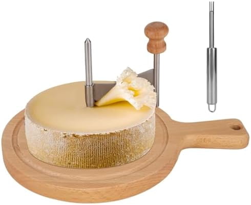 Wooden Cheese Wheel Cutter, Stainless Steel Round Cheese Curler Slicer ...