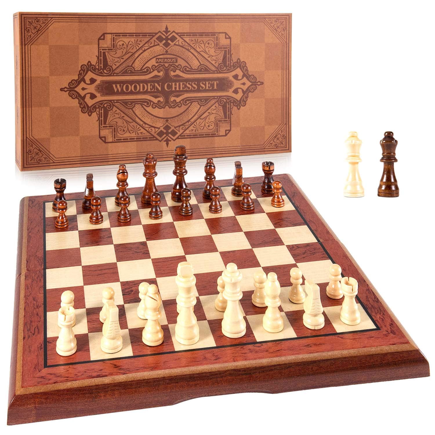 Wooden Chess Board Set 15 Magnetic Wooden Chess Set -Folding Board -2 ...