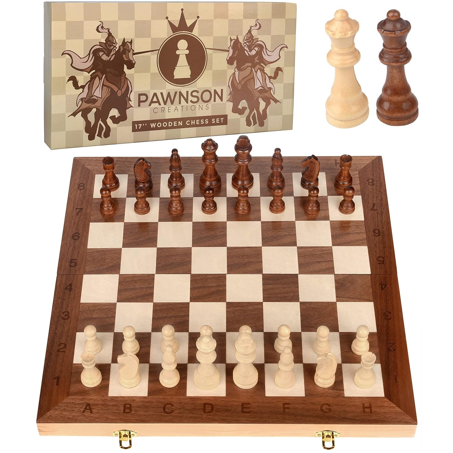 Wooden Chess Set 17 In Staunton Chess Set - Large Folding Chess Board ...