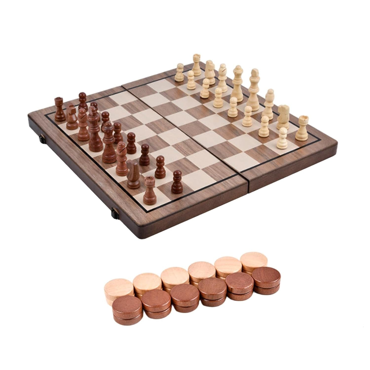 Wooden Chess Set 2 In 1 Funny Handmade Wood For Spare Time Travel ...