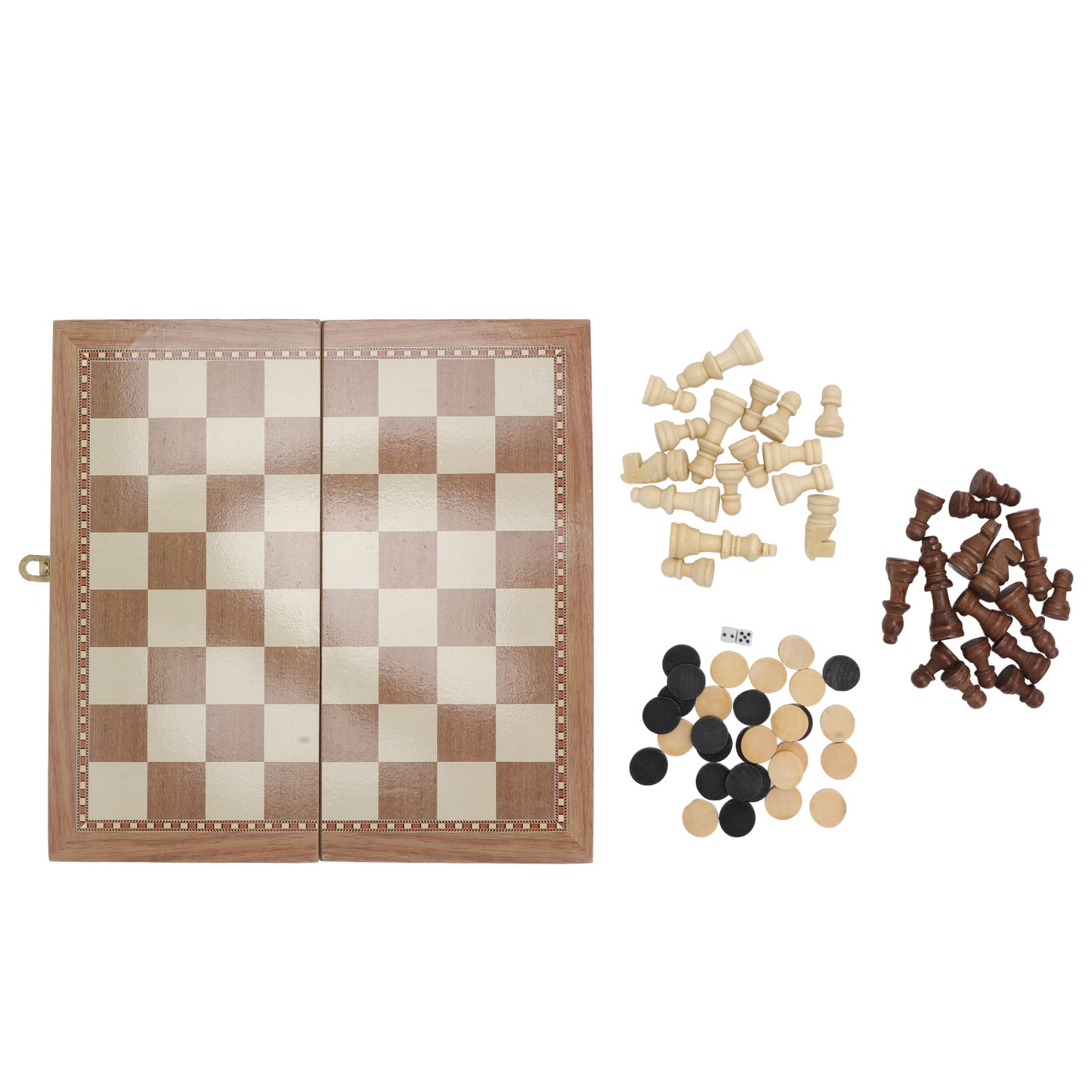 Wooden Chess Set Folding, 3 in 1 Folding Educational Magnetic Checkers ...