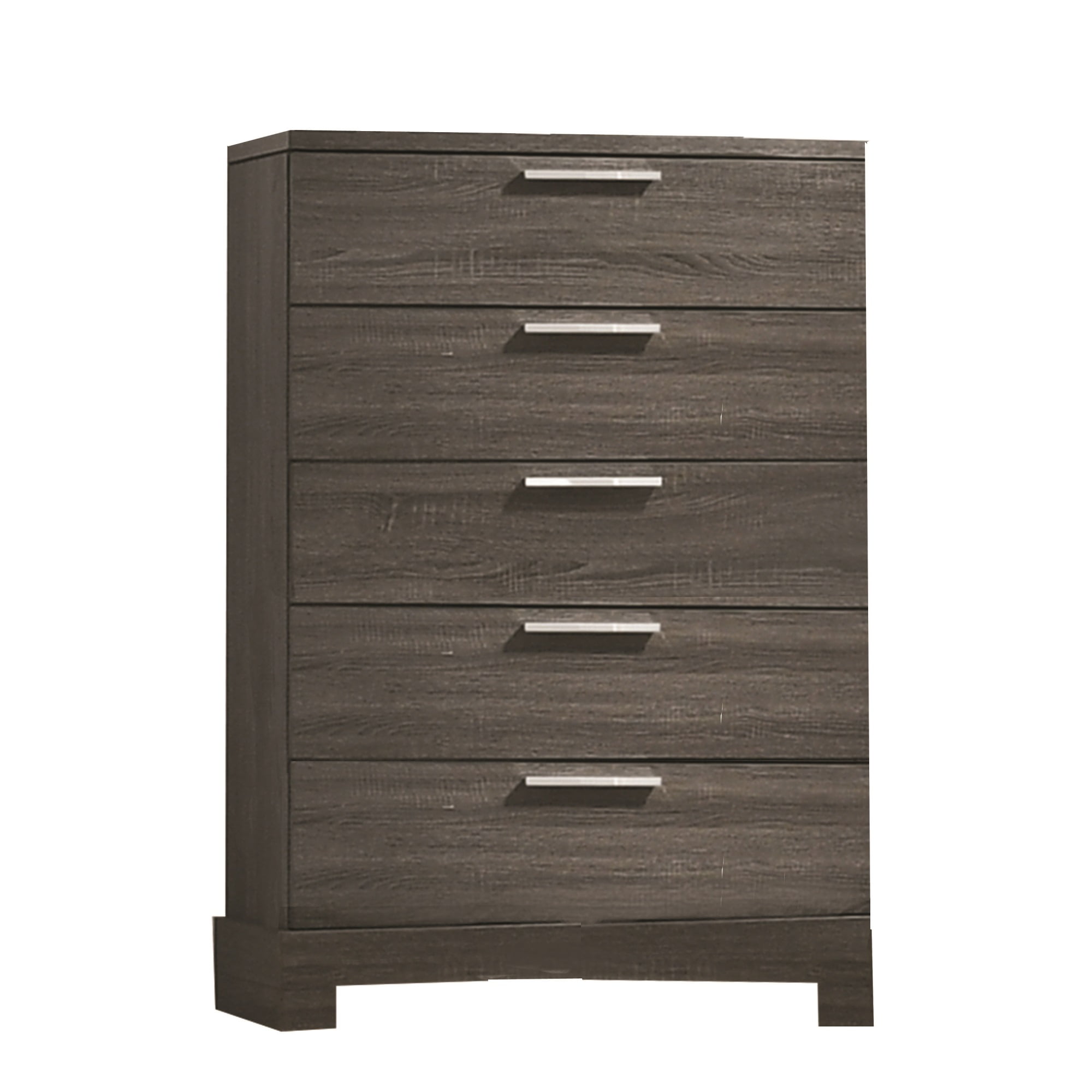 Wooden Chest with Bracket Legs and 5 Spacious Drawers, Oak Gray ...