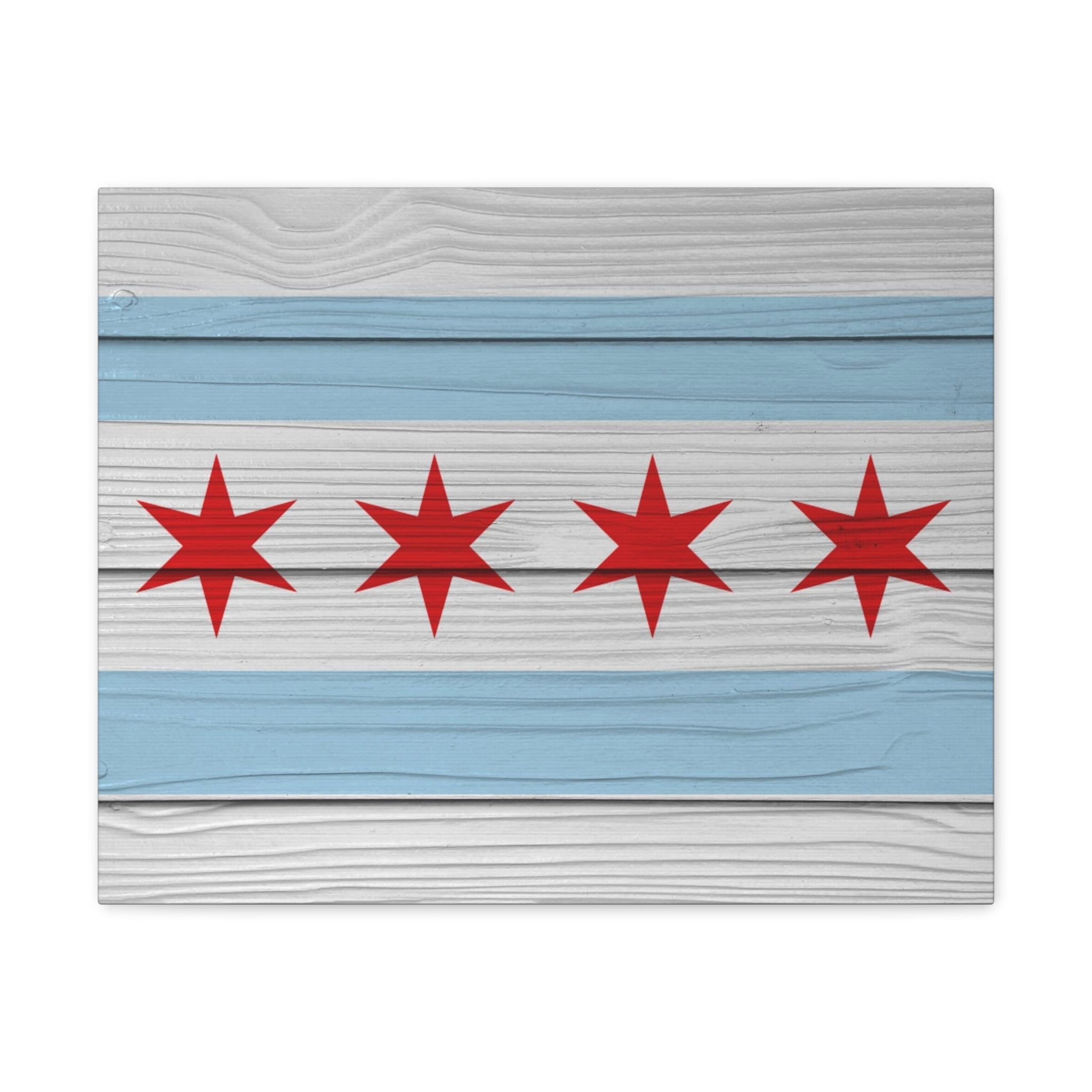 Wooden Chicago Flag Handpainted Art Canvas Wall Art for Home Decor ...