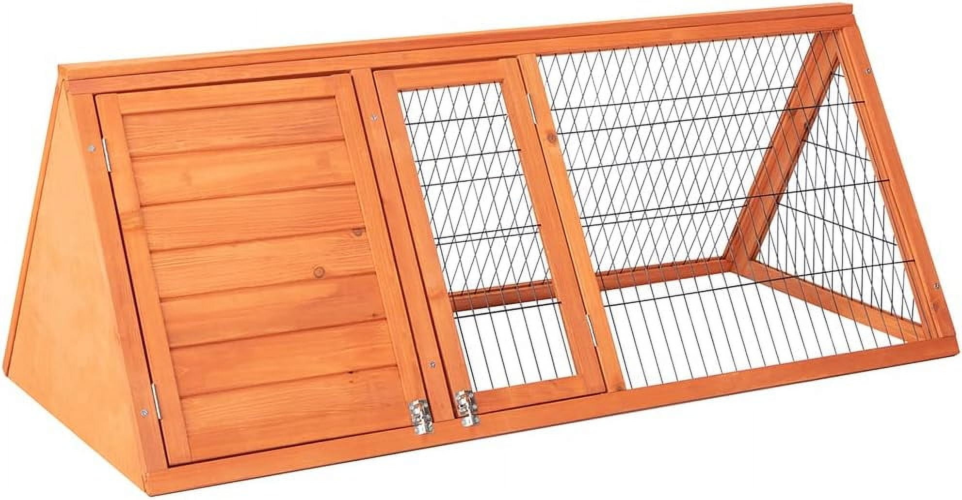 Wooden Chicken Coop Rabbit Hutch Pet Cage Outdoor Triangular Wood Bunny ...